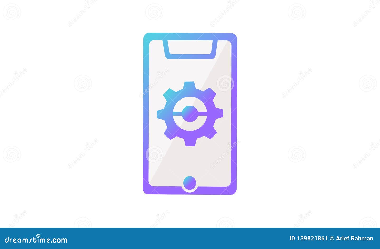 Vector Icon. Mobile Phone and Setting Icon Concept. Modern Gradient ...