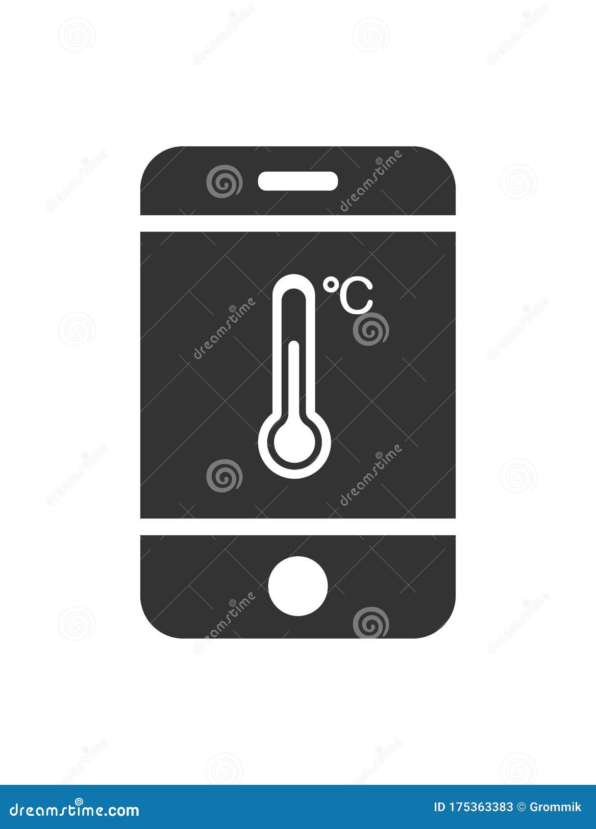 Vector Icon of a Mobile Phone with a Temperature Sensor. Simple Design ...