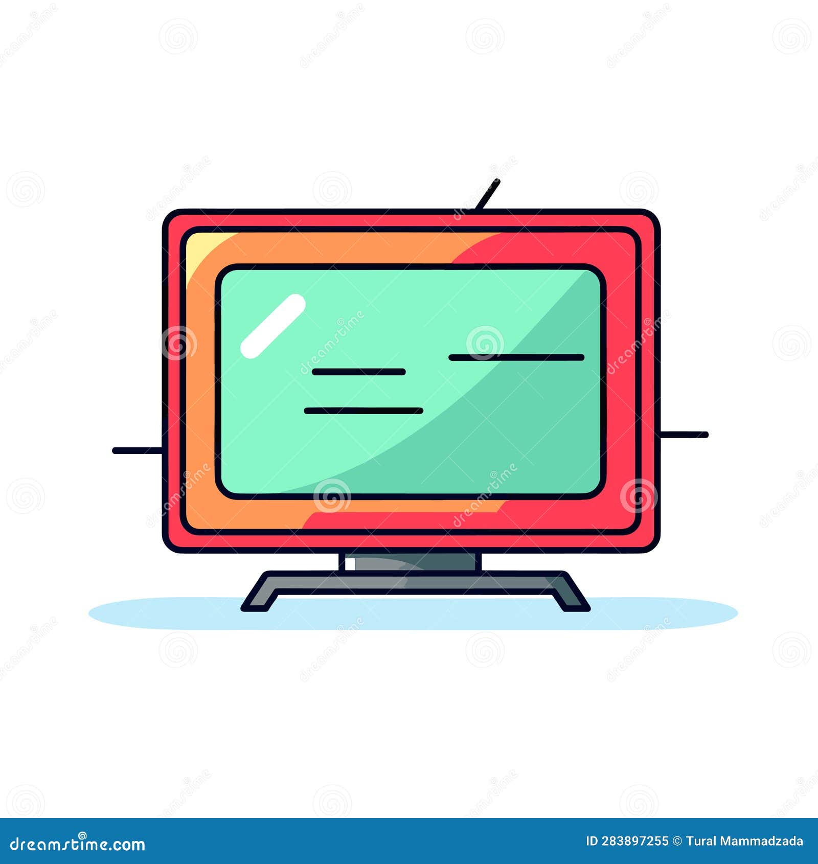Vector Icon of a Modern Flat Screen TV on a Sleek Table Stock Vector ...