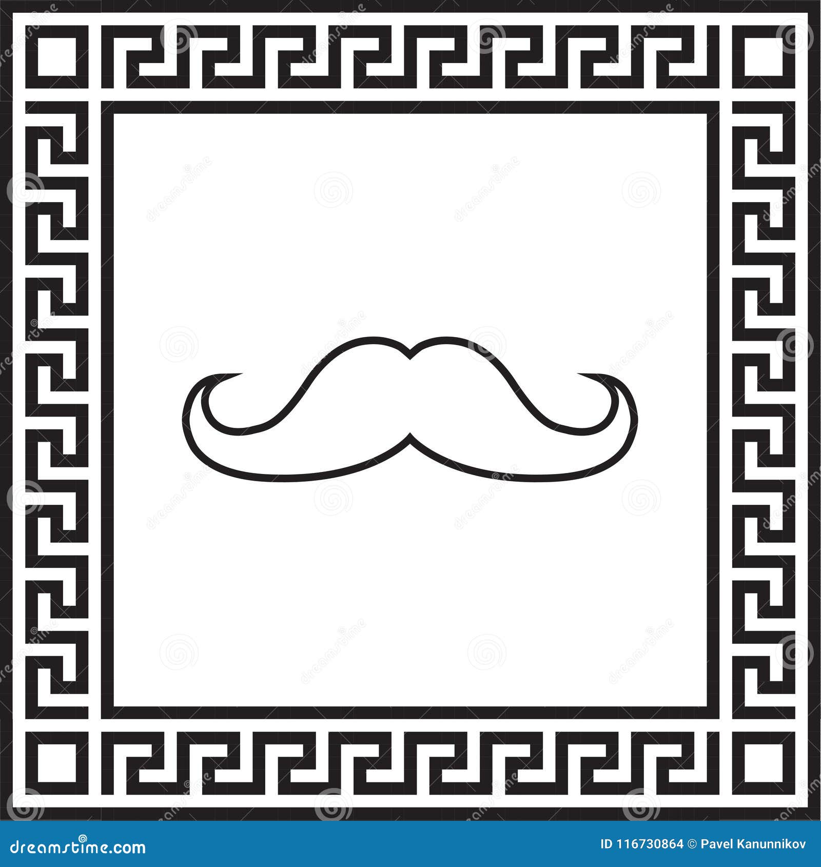 Vector Icon Mustache in a Frame with a Greek Ornament Stock ...