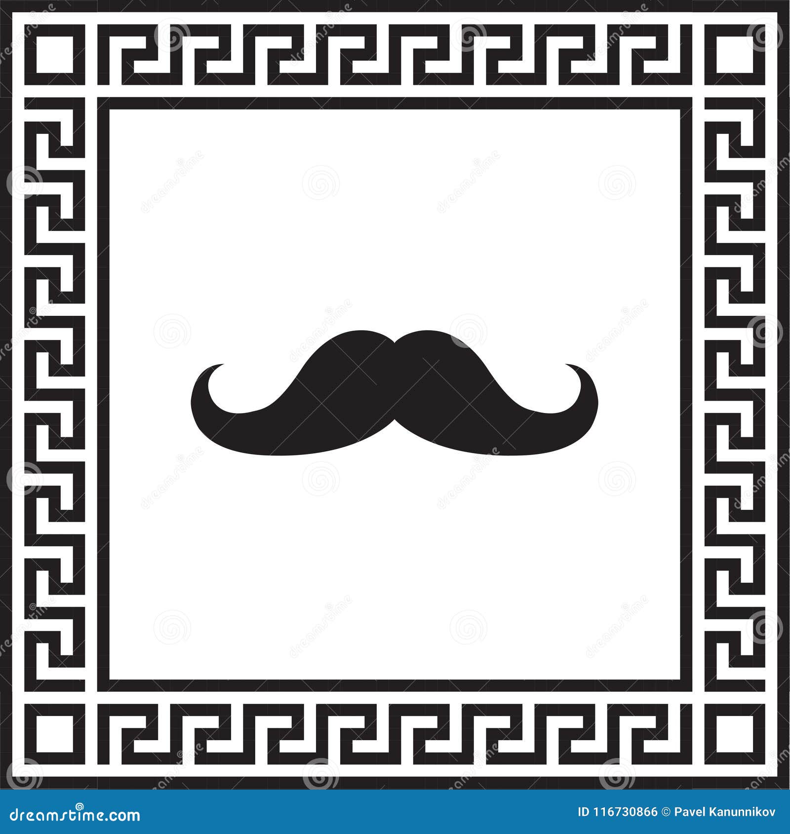 Vector Icon Mustache in a Frame with a Greek Ornament Stock ...