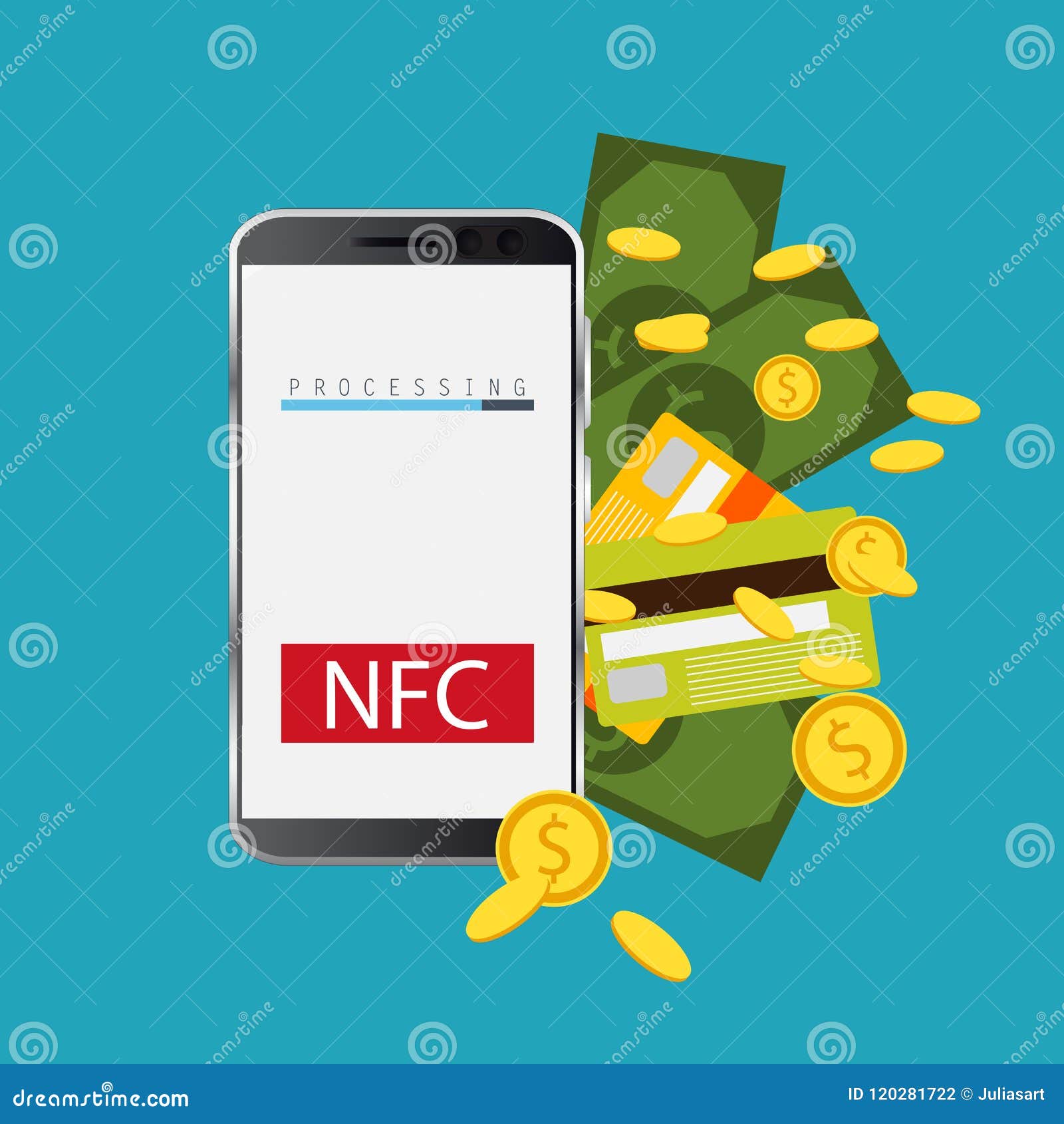 Vector Icon. NFC Touch Payment Concept. Stock Vector - Illustration of internet, screen: 120281722