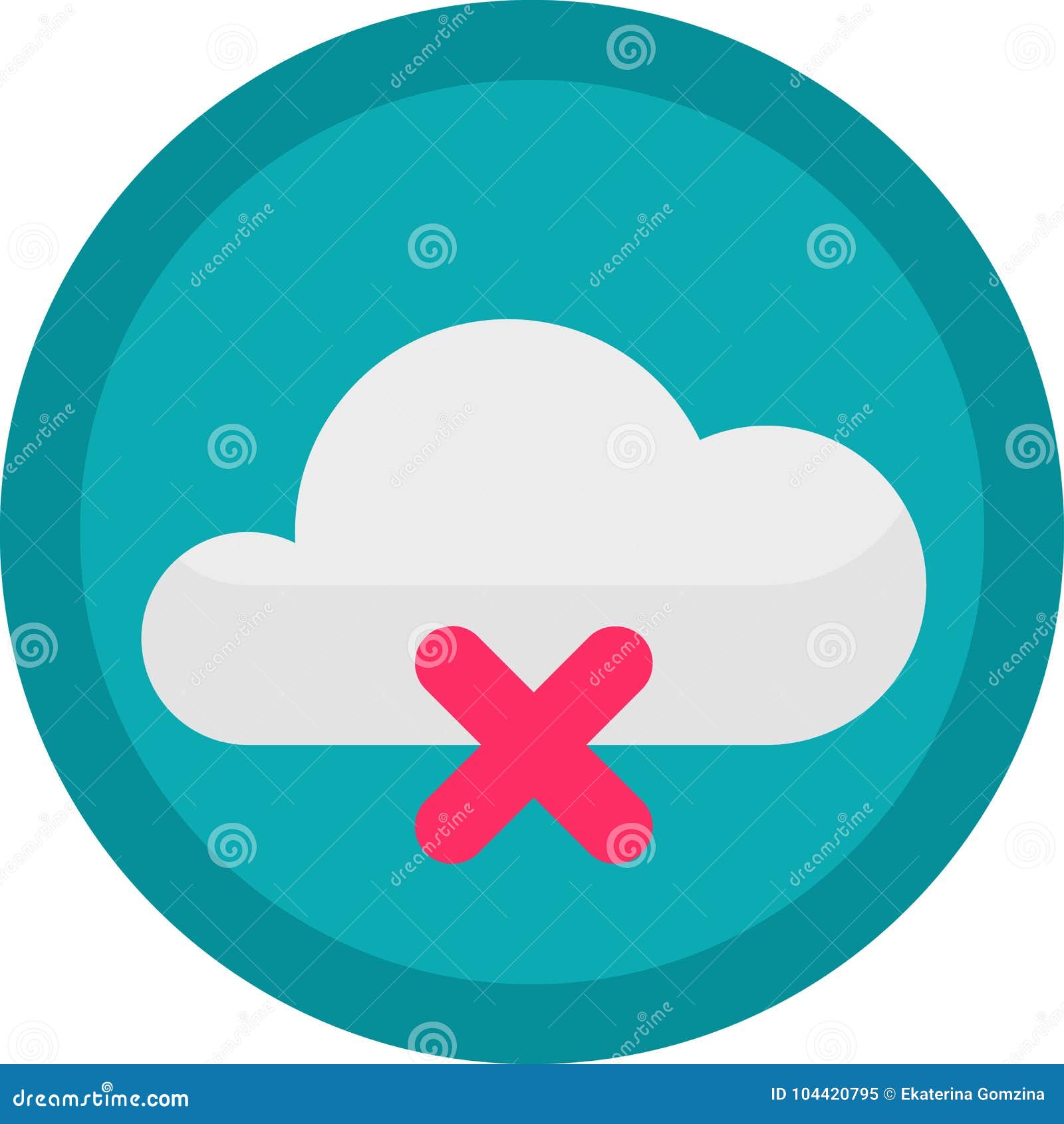 Vector Icon of a No Connection To Cloud on Button in Flat Style without ...