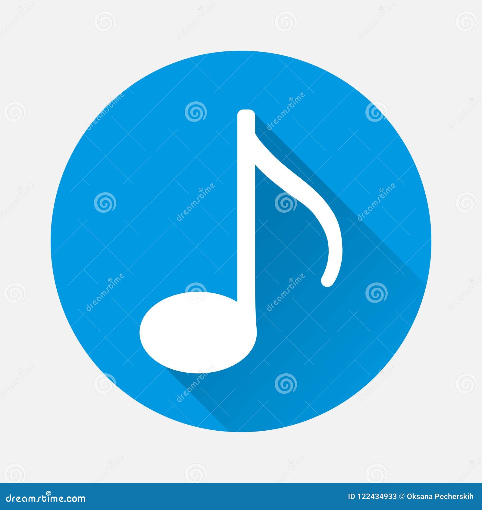 Vector Icon Note on Blue Background. Flat Image Note Sound with Stock ...