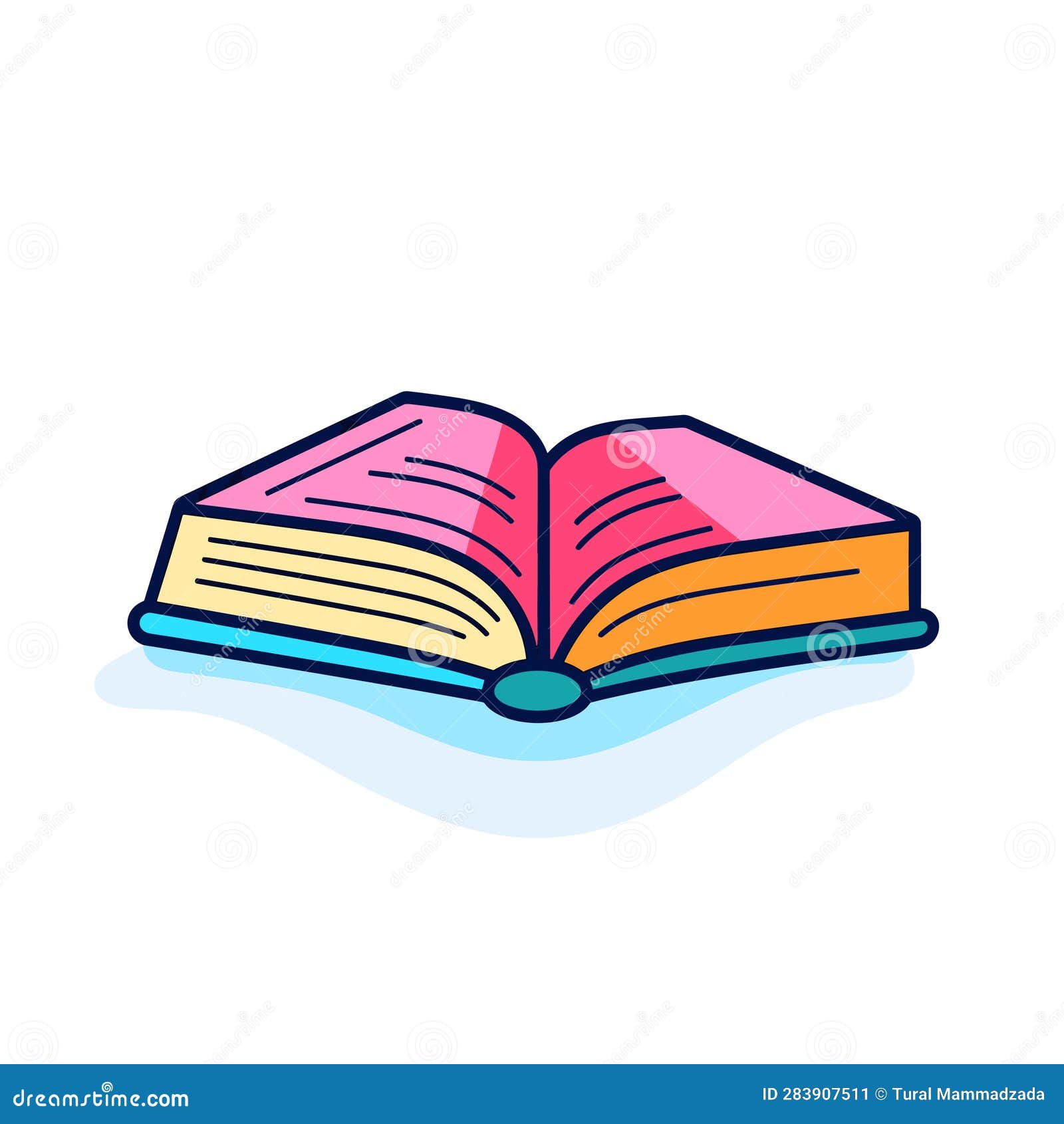 Vector Icon of an Open Book on a Table, Isolated on a White Background ...