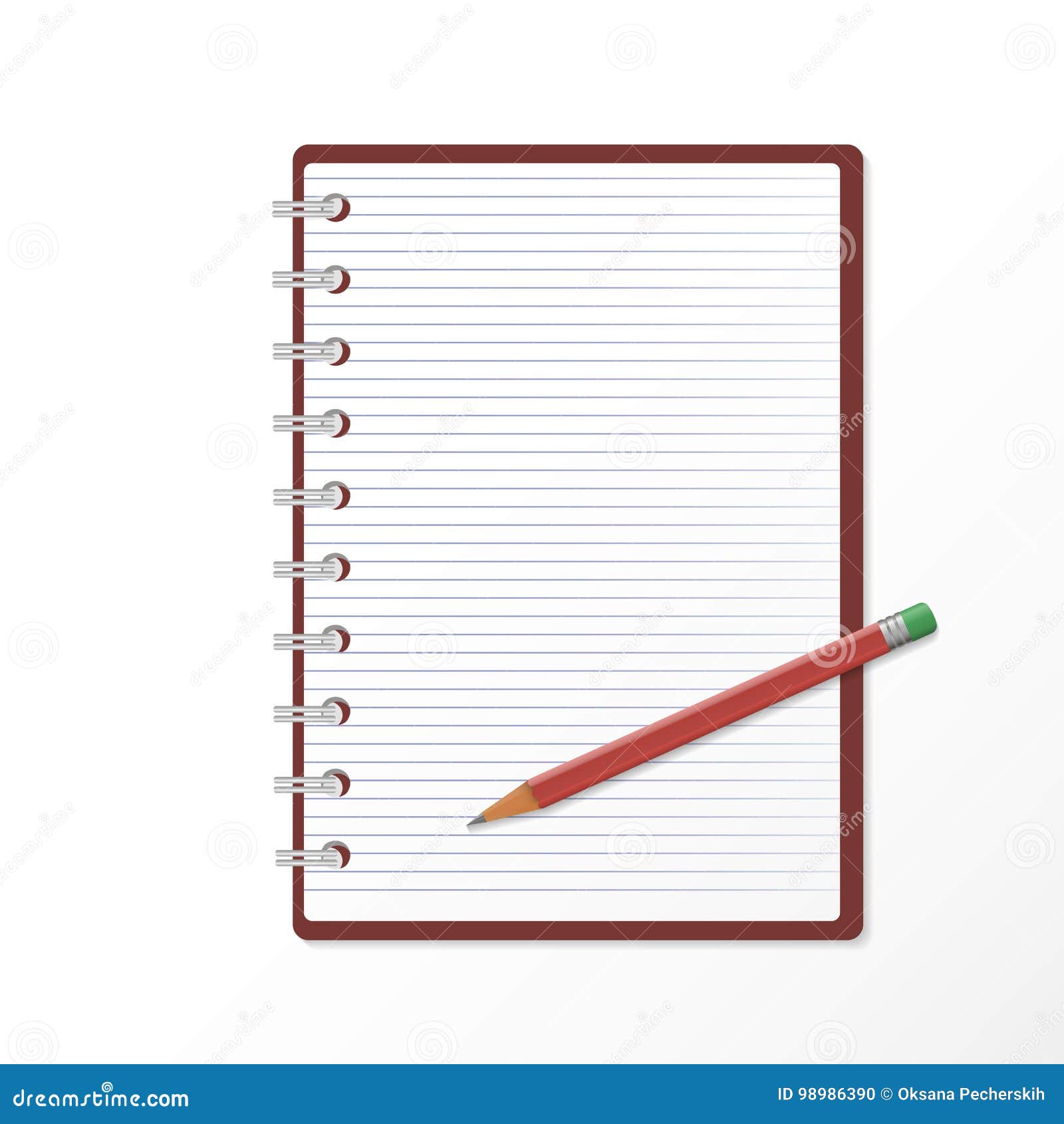 A Vector Icon of Open Notepad in a Line and a Pencil. 3d Realist Stock ...