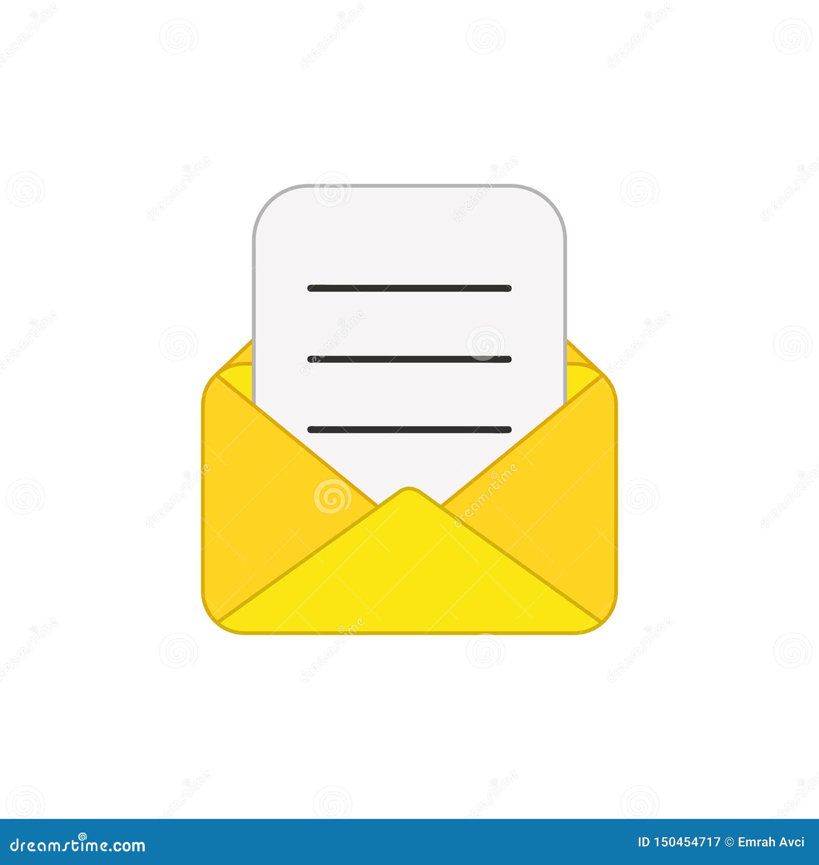 Vector Icon of Opened Mail Envelope with Written Paper Stock Vector ...