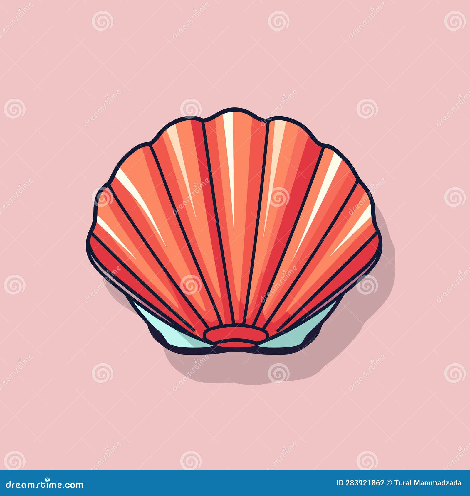 Vector Icon of an Orange Shell on a Pink Background, with a Modern and ...
