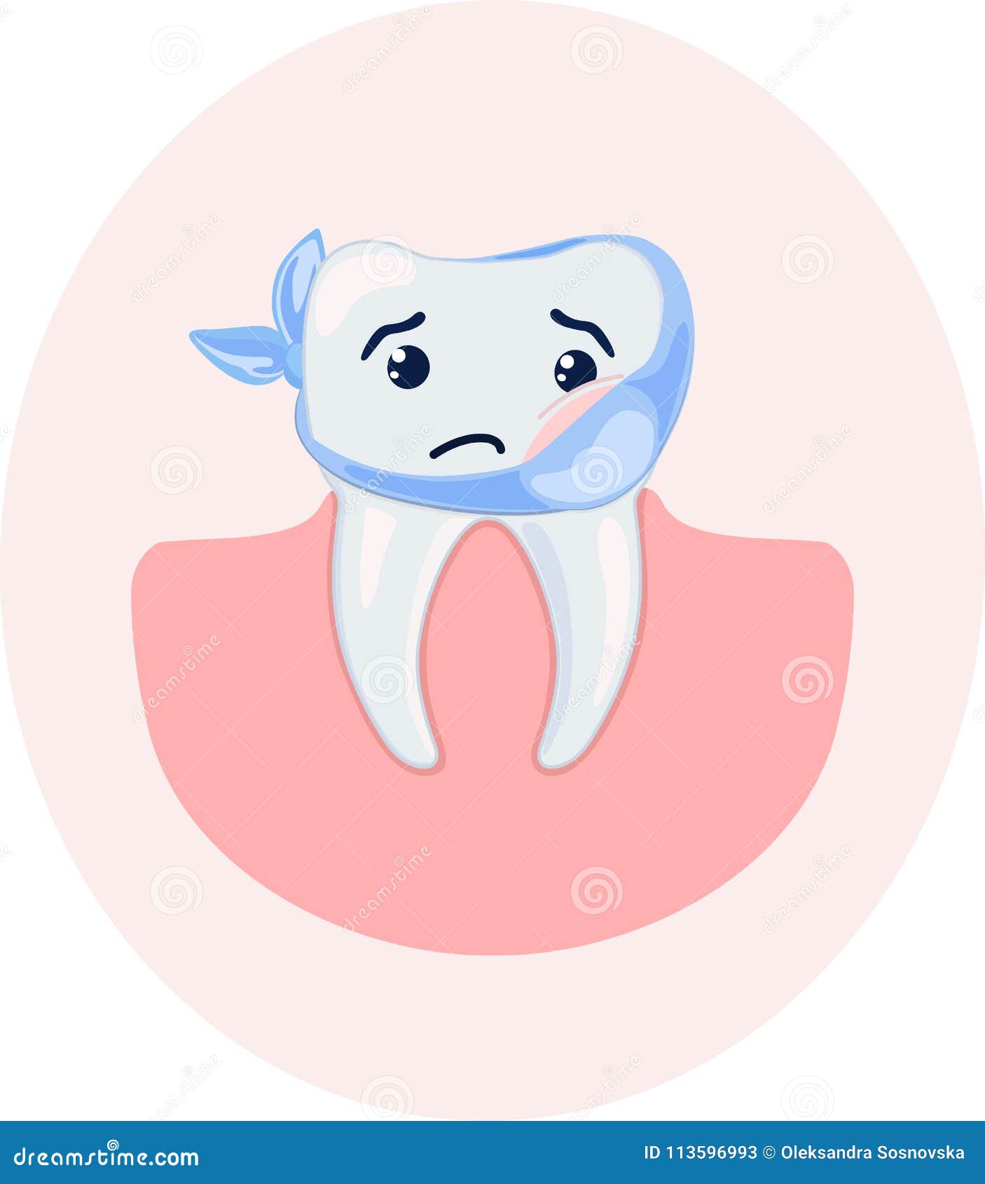 Cute Stylized Cartoon Sick Tooth. Vector Illustration. Stock Vector ...