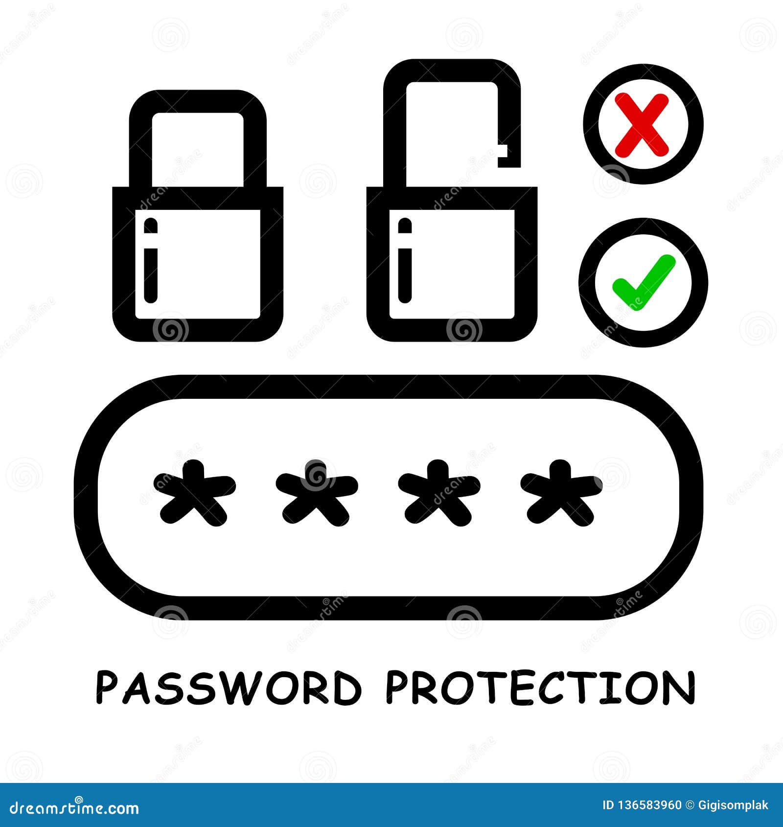 Icon, Password Protection, Isolated on White Stock Vector ...