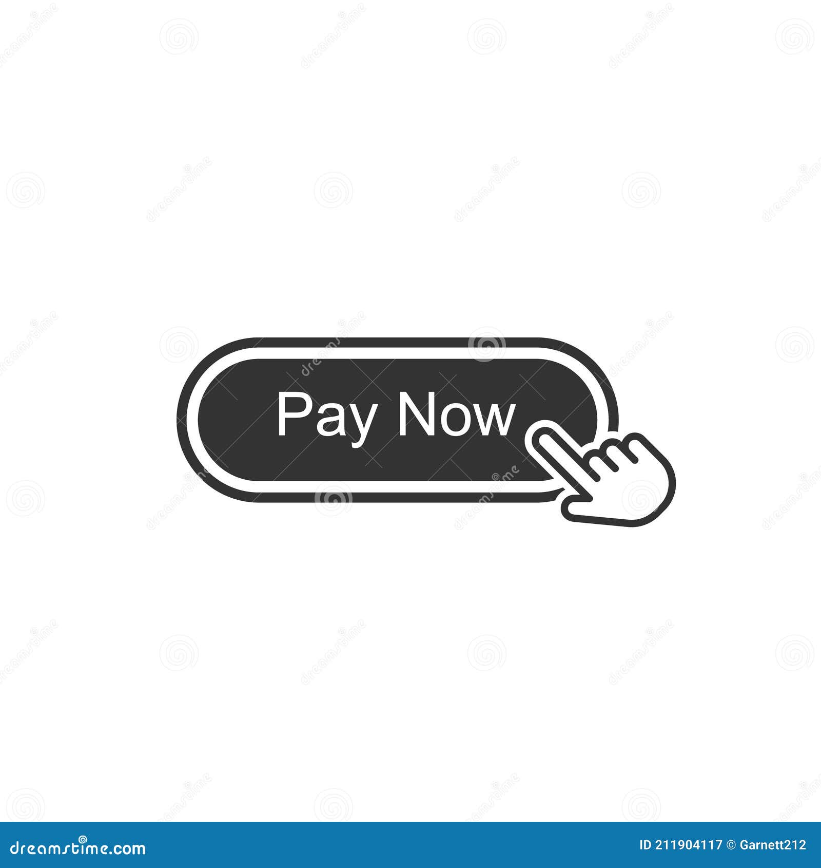 Vector Icon of the Pay Now Button with Your Index Finger. Purchases on ...