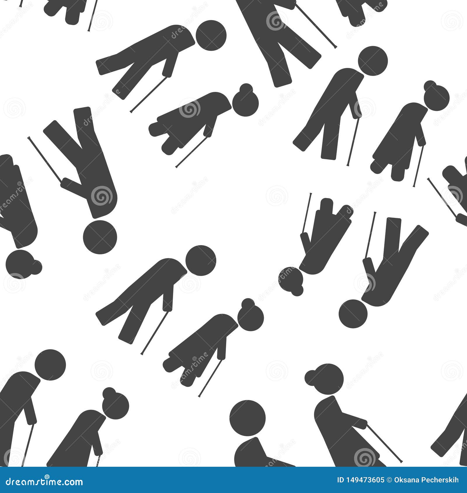 Vector Icon of Pensioners. Elderly People Seamless Pattern on a White ...