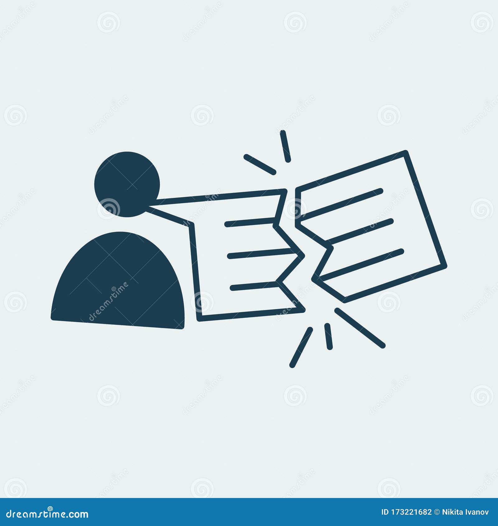 Vector Icon with a Person and a Message Shape Broken in Half. it ...