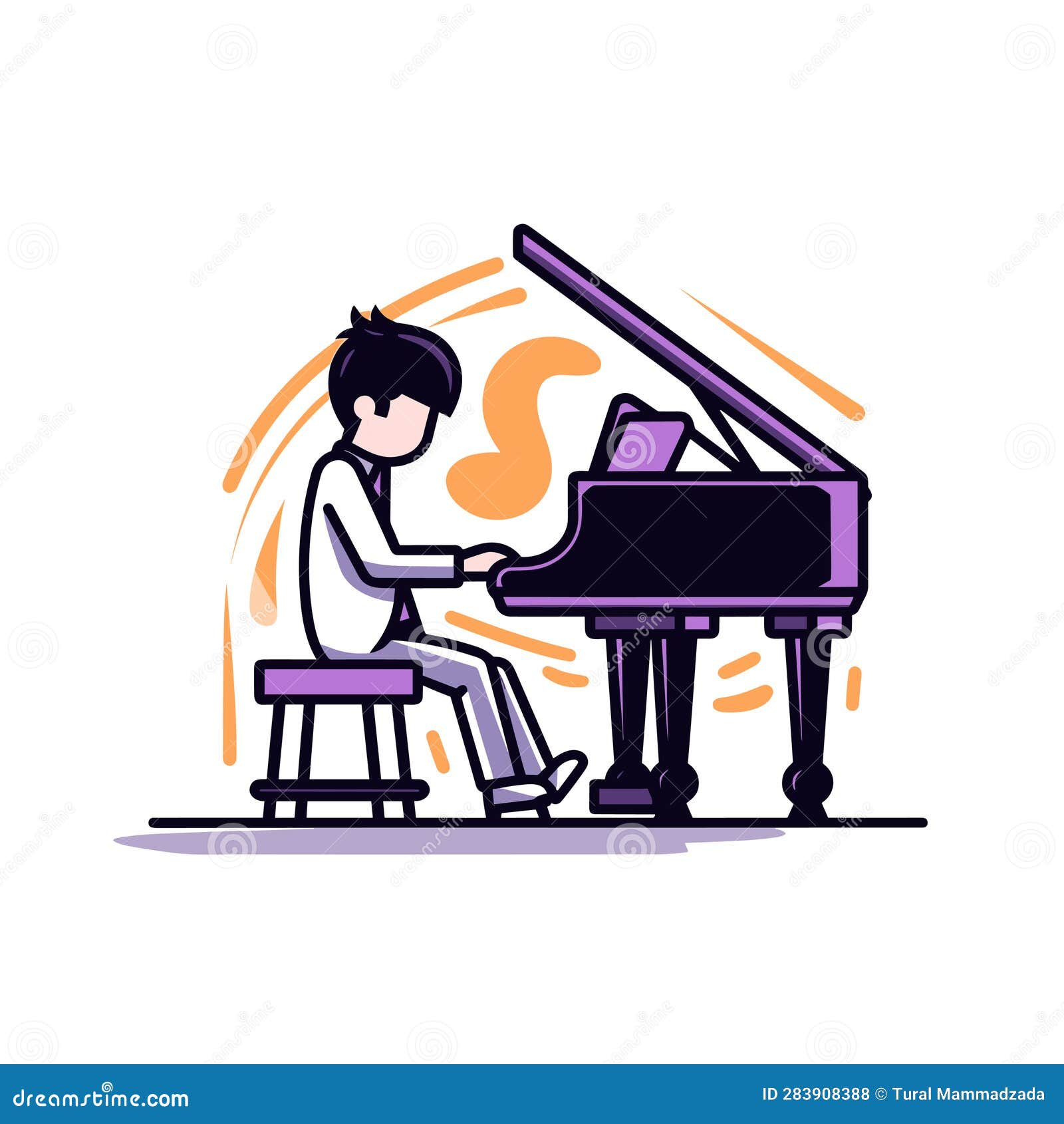 Vector Icon of a Person Playing the Piano with Skill and Passion Stock ...