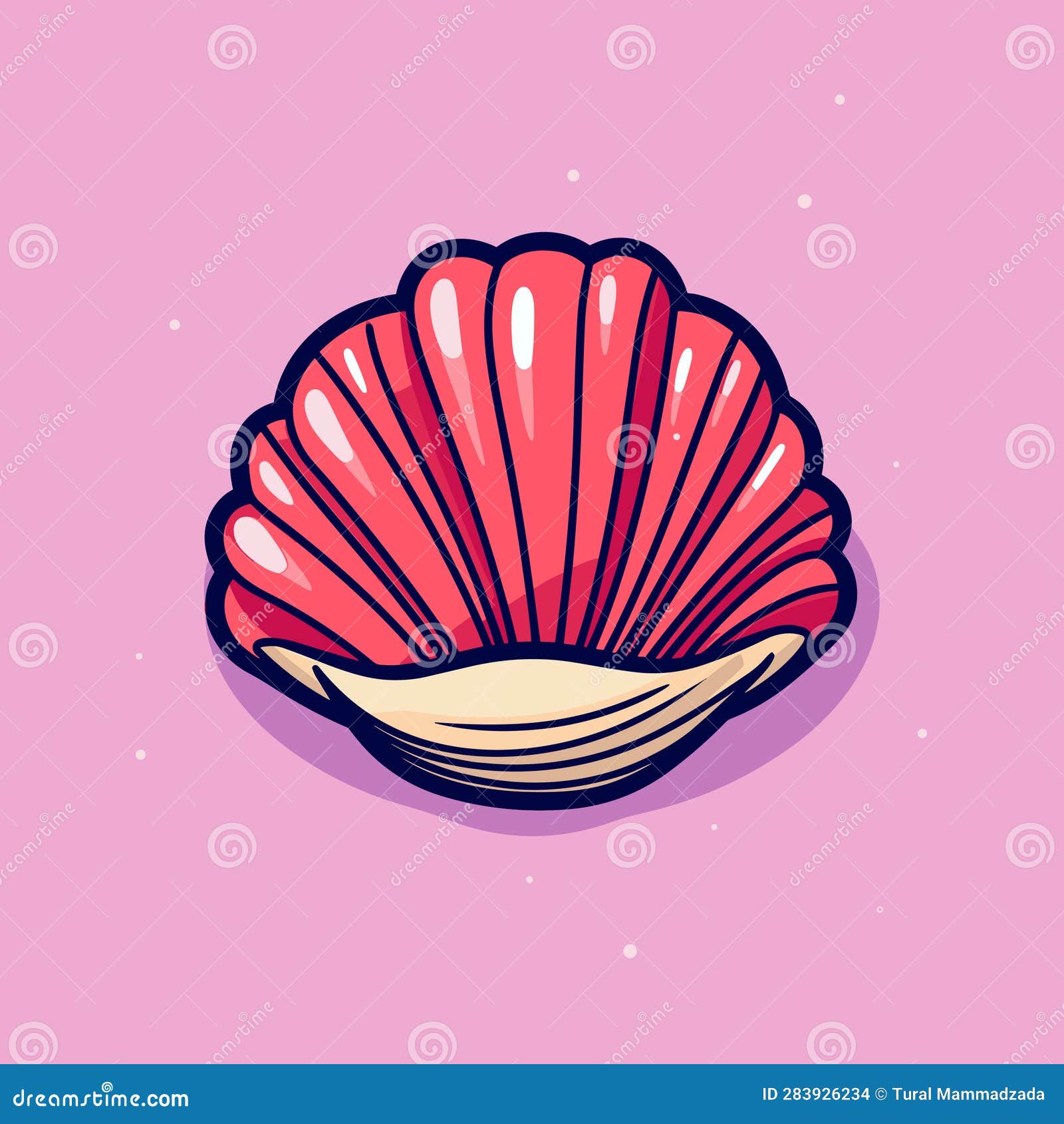 Vector Icon of a Pink Shell on a Pink Background - Minimalist and ...