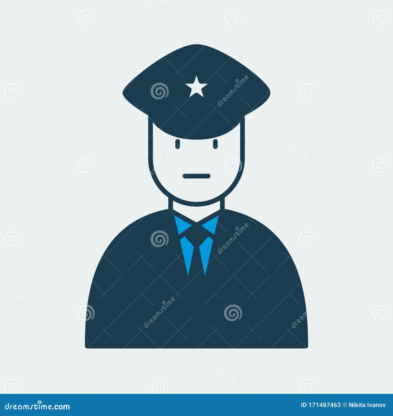 Vector Icon of a Policeman in a Cap. it Represents Government ...