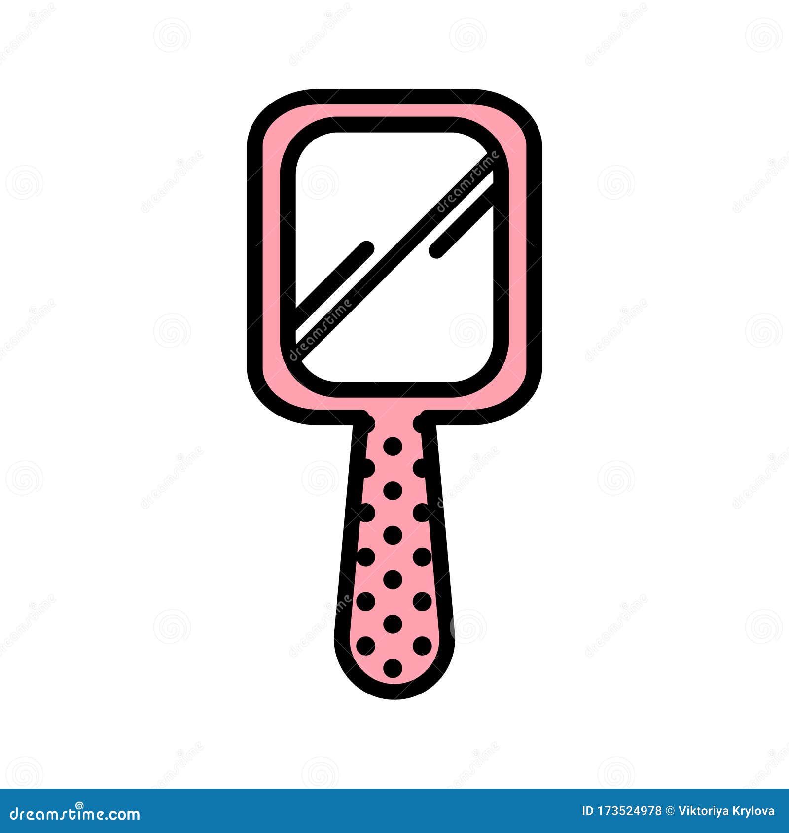 Vector Icon Portable Rectangular Mirror with Black Stroke, Pink and ...