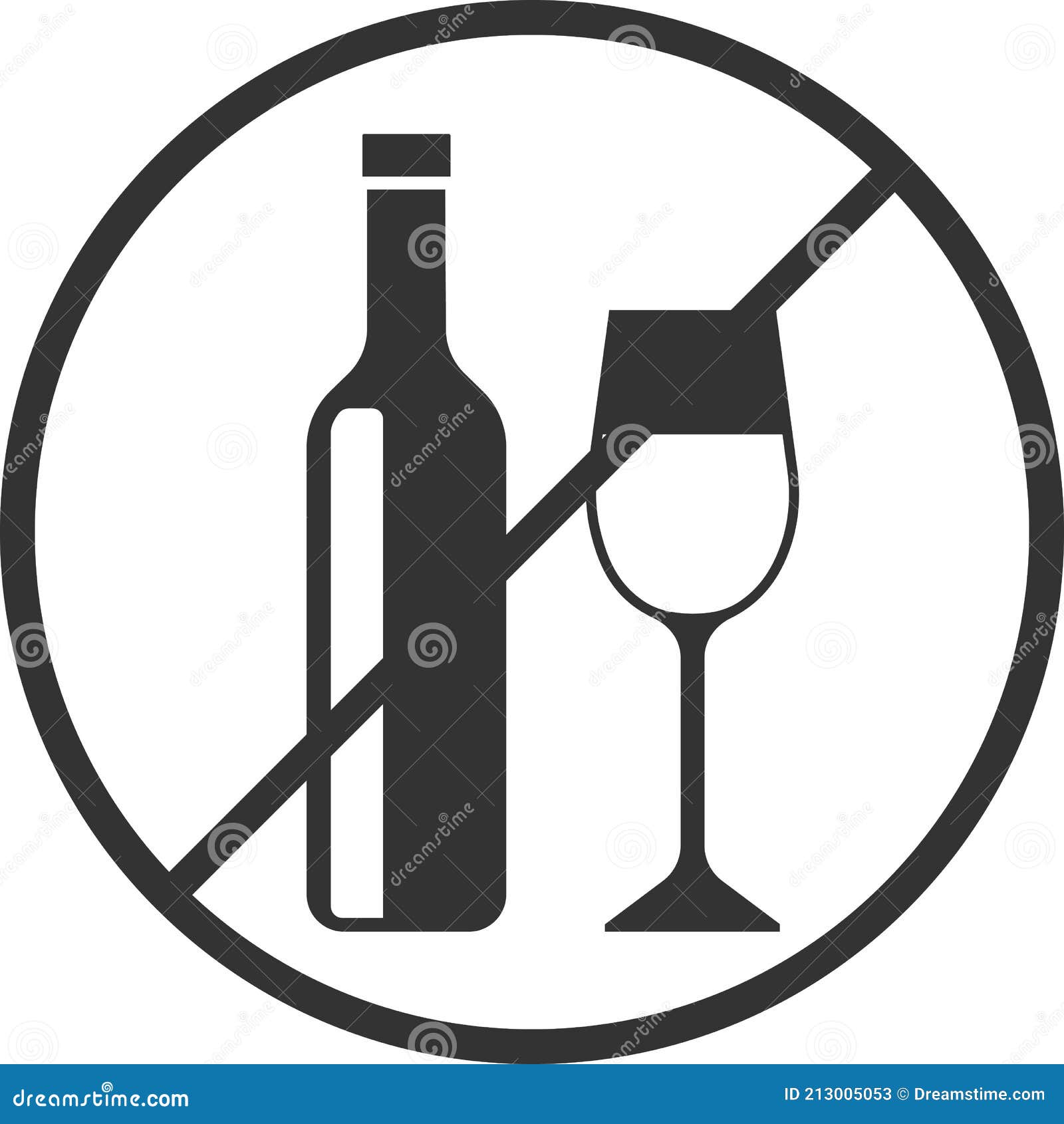 Prohibition Alcohol. Sign Ban Bottle Red Wine. Alcoholic Beverage With ...