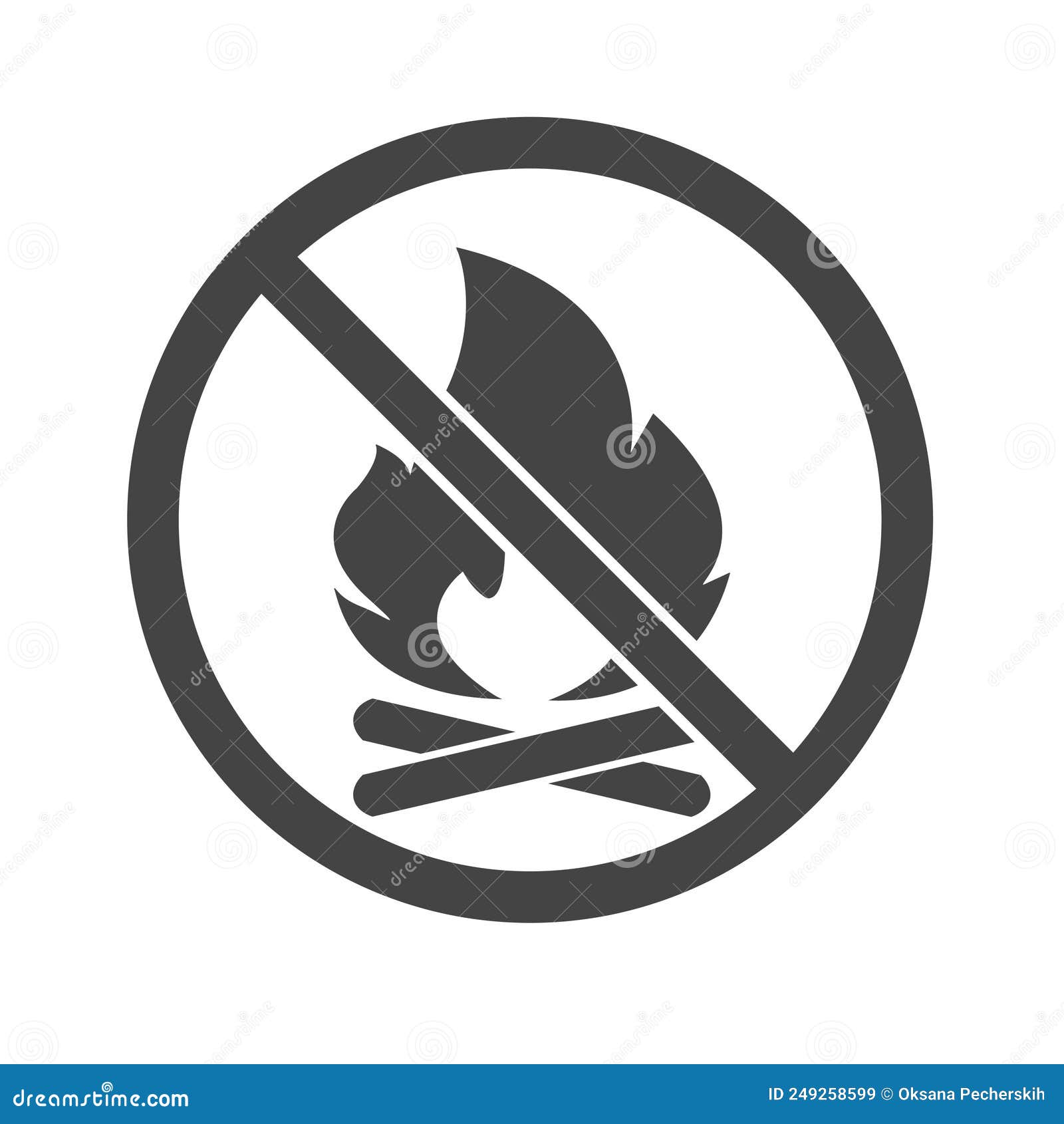 Vector Icon Prohibition of Fire or Bonfire on White Isolated Background ...