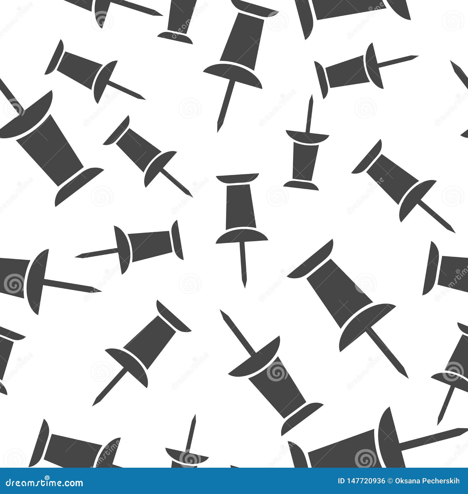 Vector Icon Push Pin. Pin Illustration Seamless Pattern on a White ...