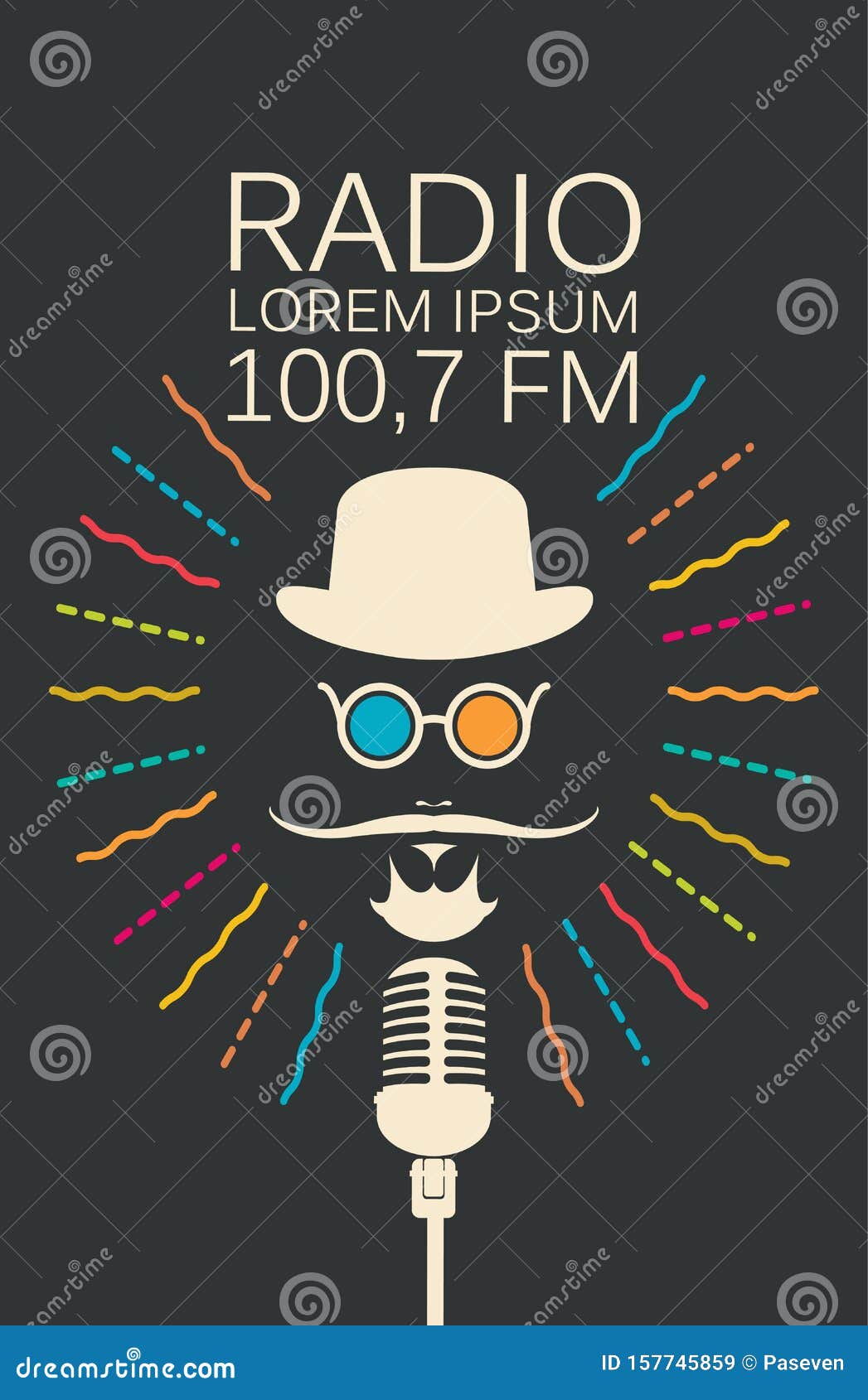 Radio Banner With A Microphone And Inscription Vector Illustration ...