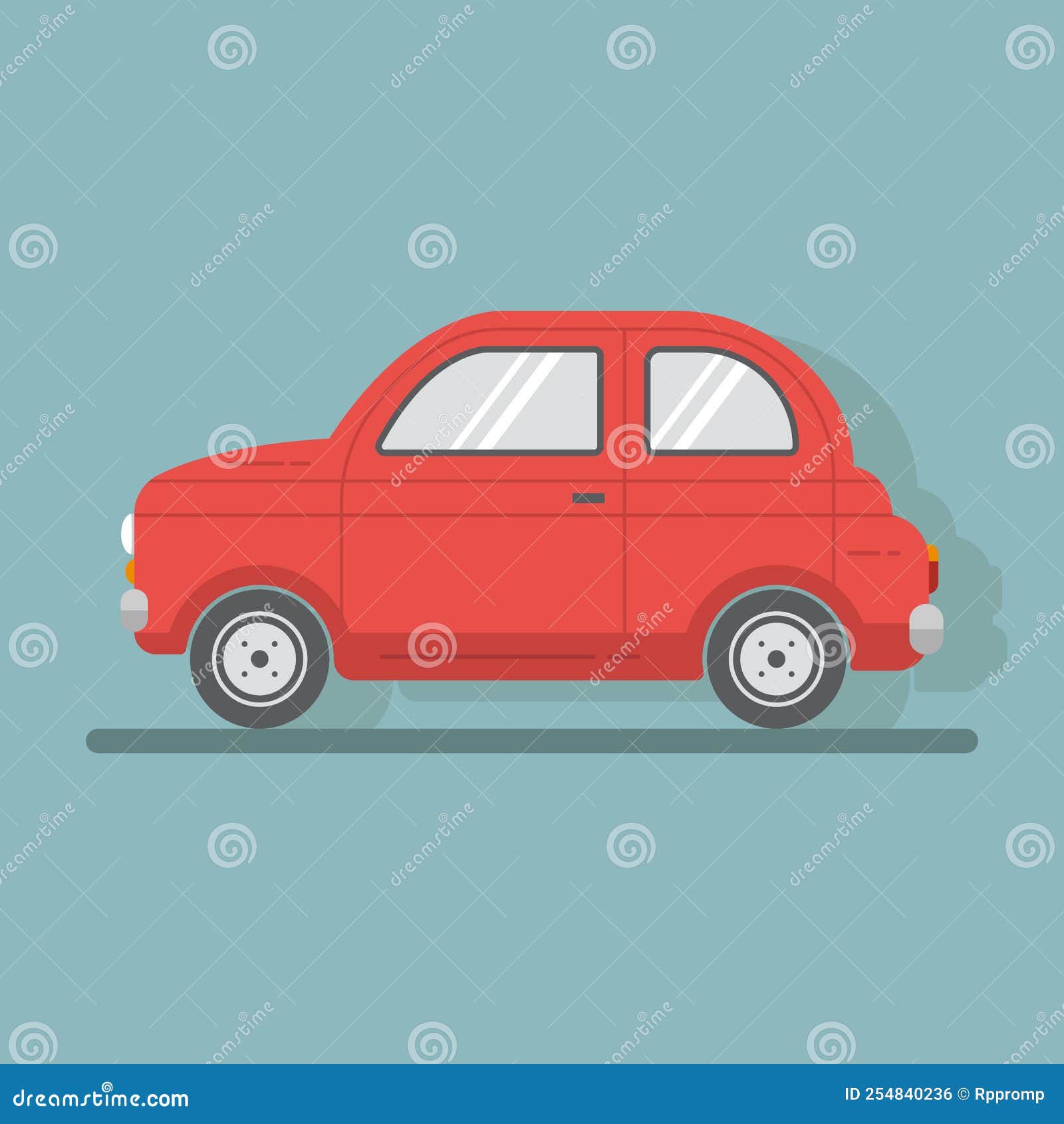 Vector Icon Red Car in Flat Style with Shadow on Bright Background in ...