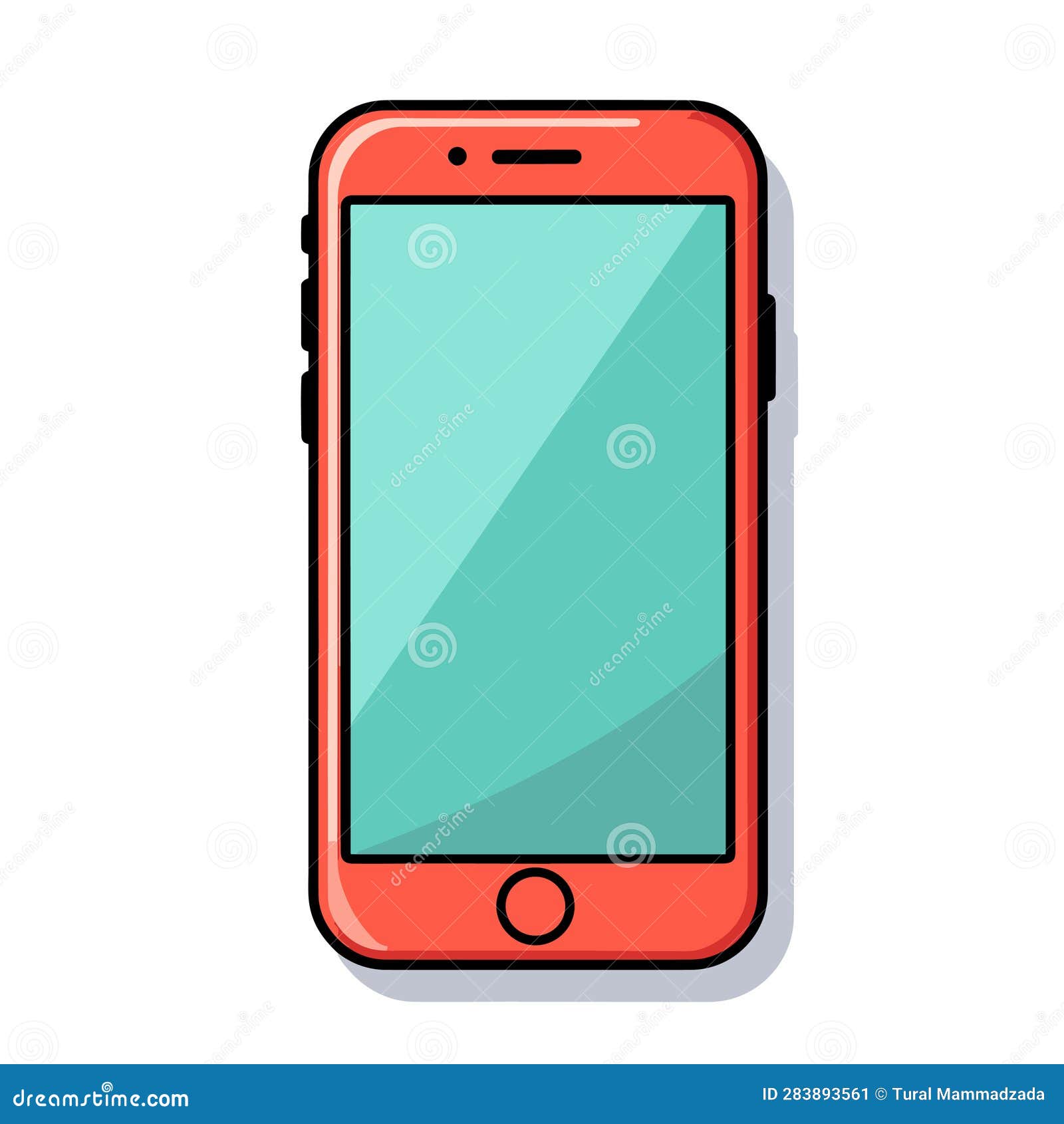Vector Icon of a Red Cell Phone with a Vibrant Green Screen, Showcasing ...