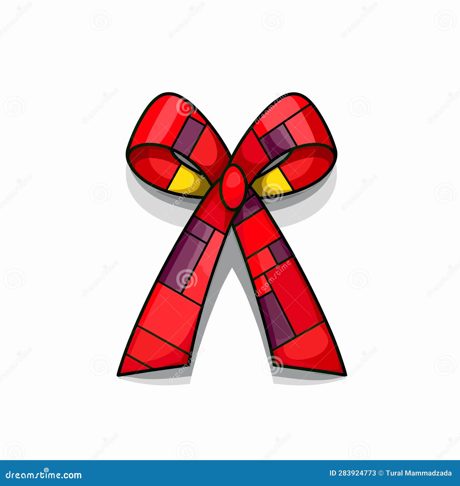Vector Icon of a Red Ribbon with a Yellow Center on a White Background ...