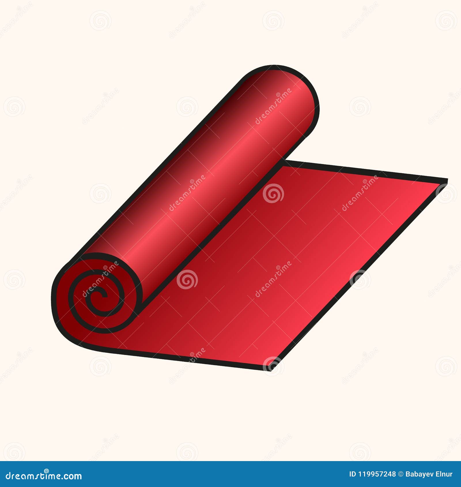 Vector Icon of Red Roll of Fabric or Paper Roll. Textile Roll Icon of ...