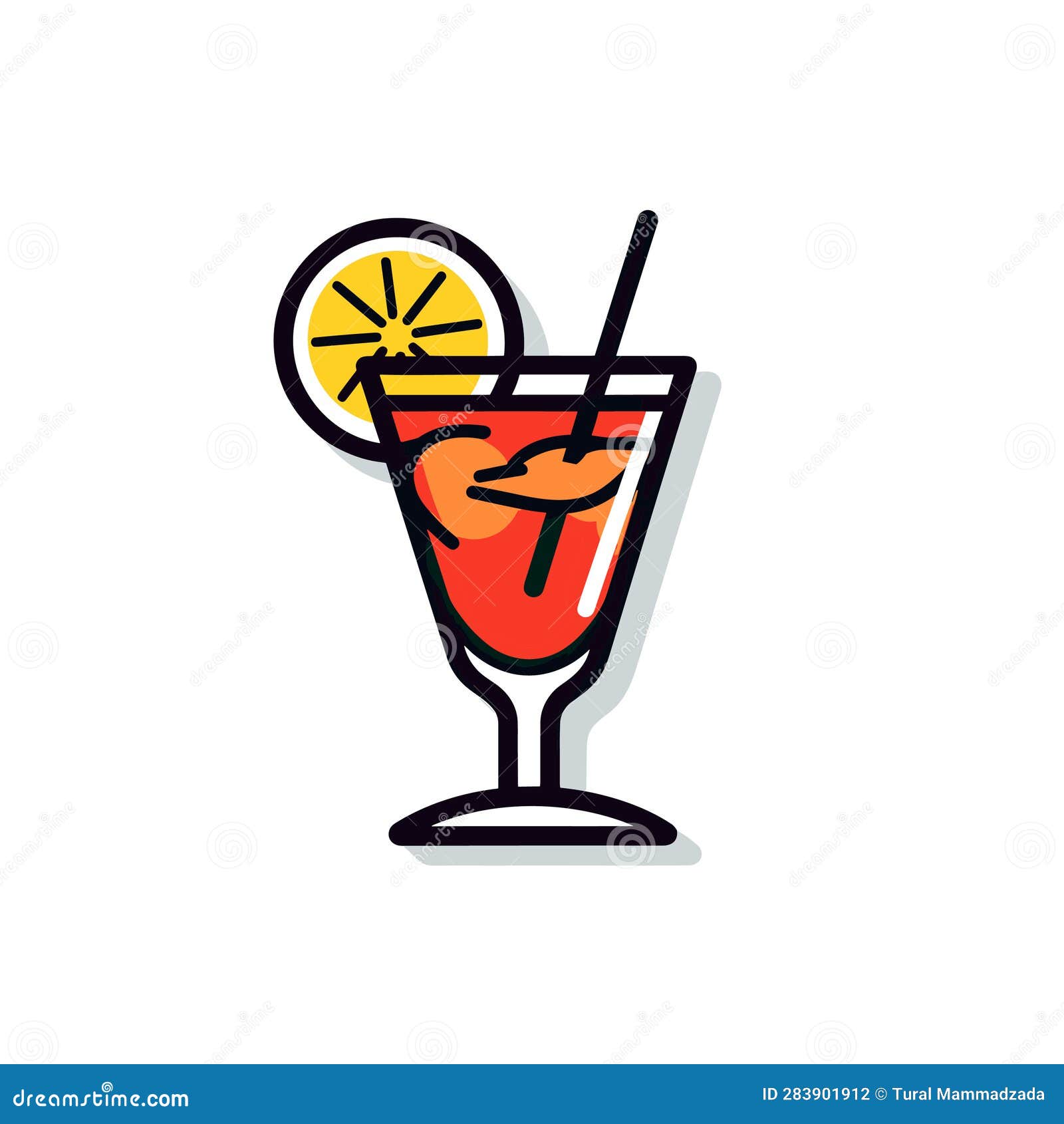 Vector Icon of a Refreshing Drink with a Zesty Lemon Slice on Top Stock ...