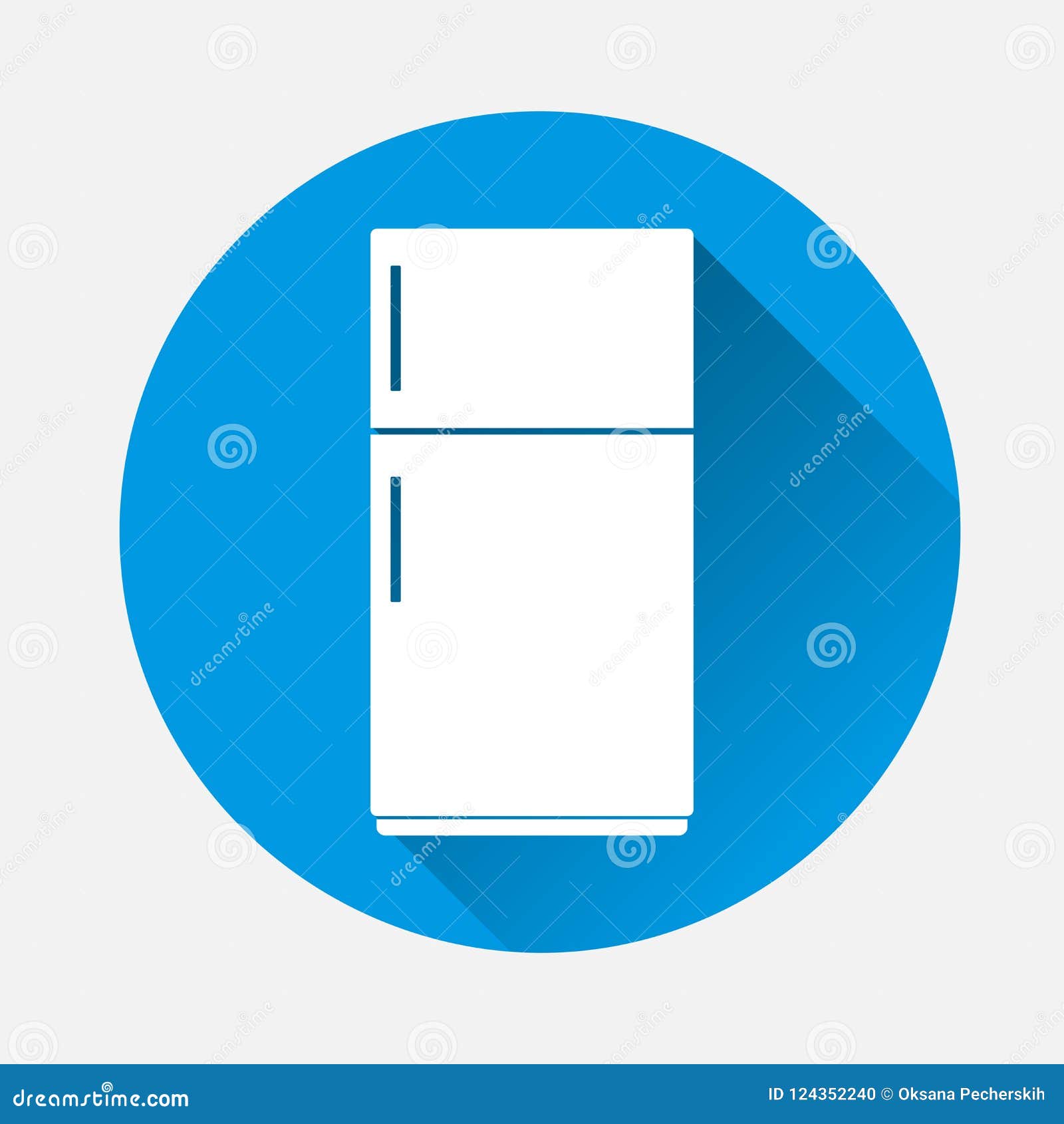 Vector Icon of a Refrigerator on Blue Background. Flat Image Home ...