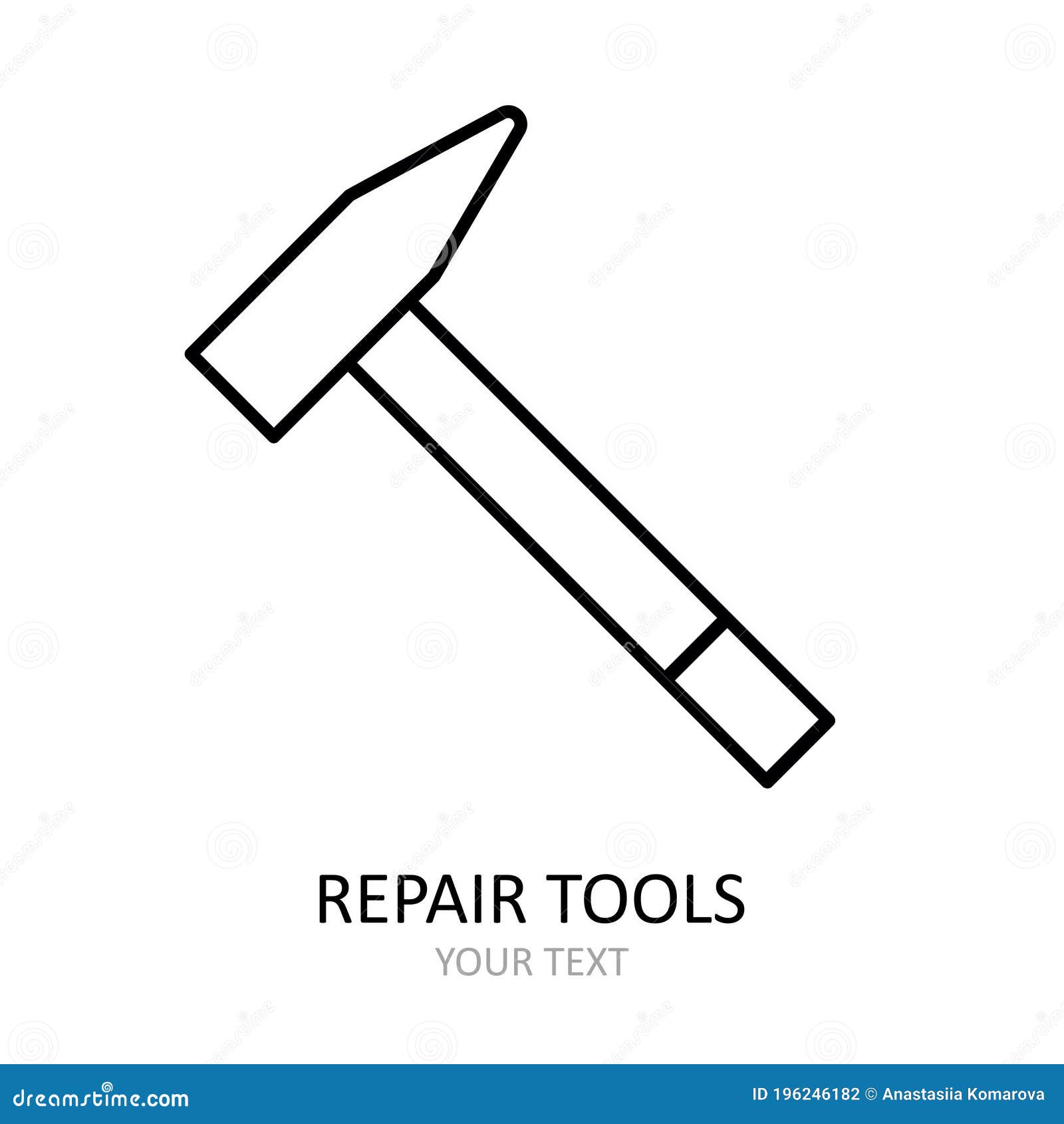 Vector Icon with Repair Tool - Hummer. Outline Black Graphic Stock ...