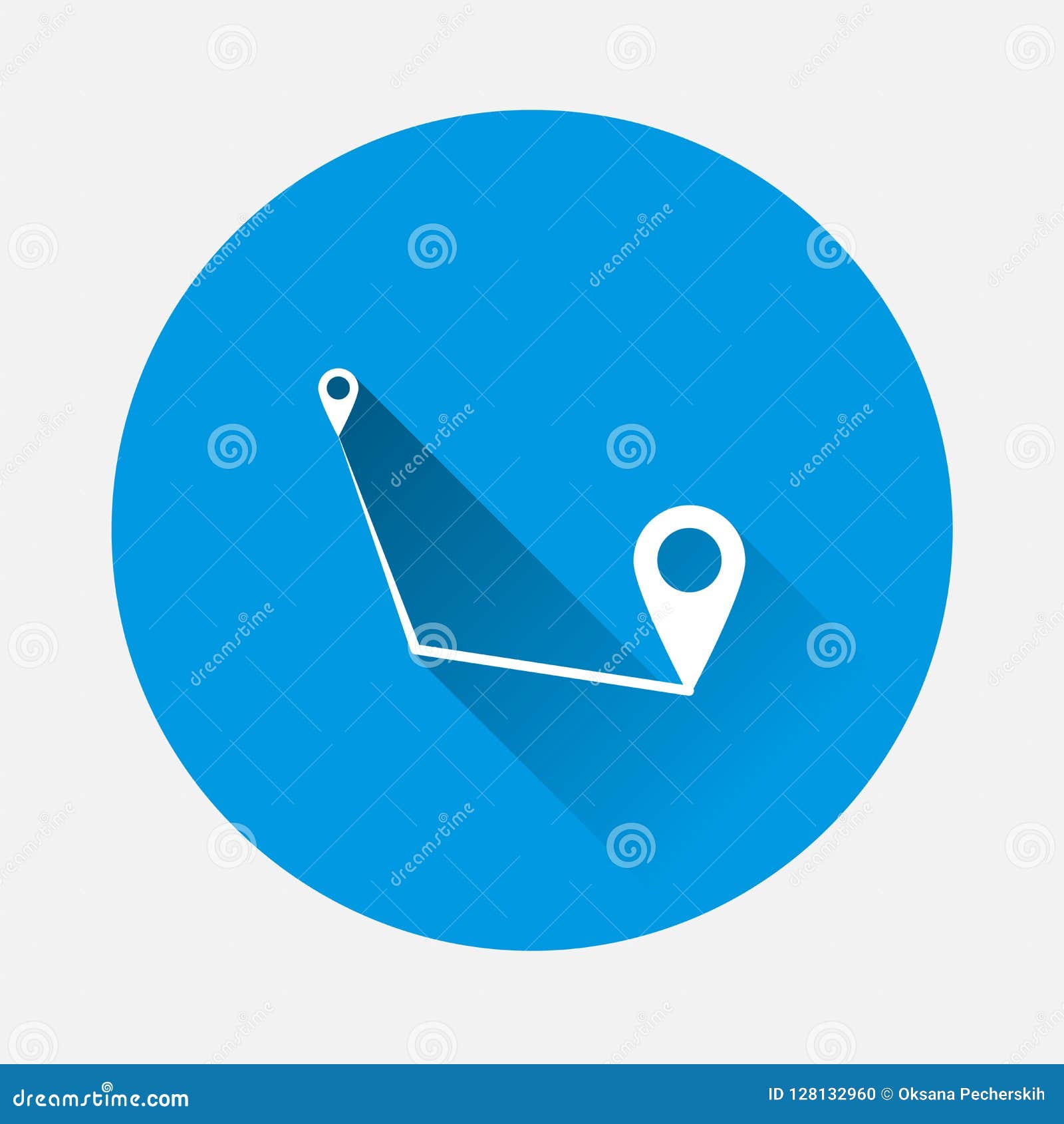Vector Icon is a Road on Blue Background. Flat Image Route from Stock ...