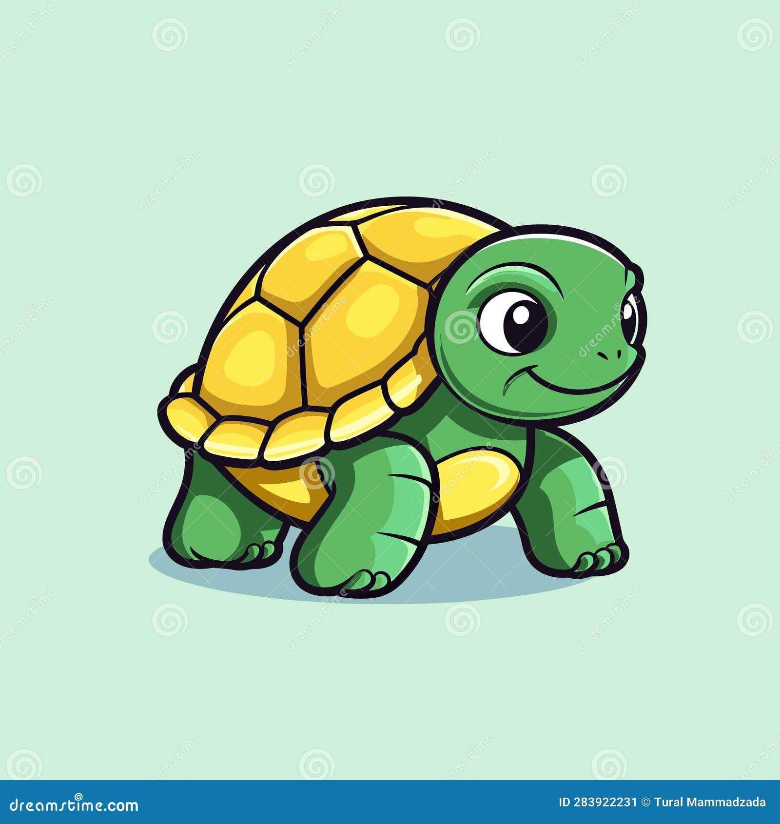 Vector Icon of a Sad Cartoon Turtle with a Flat Vector Design Stock ...