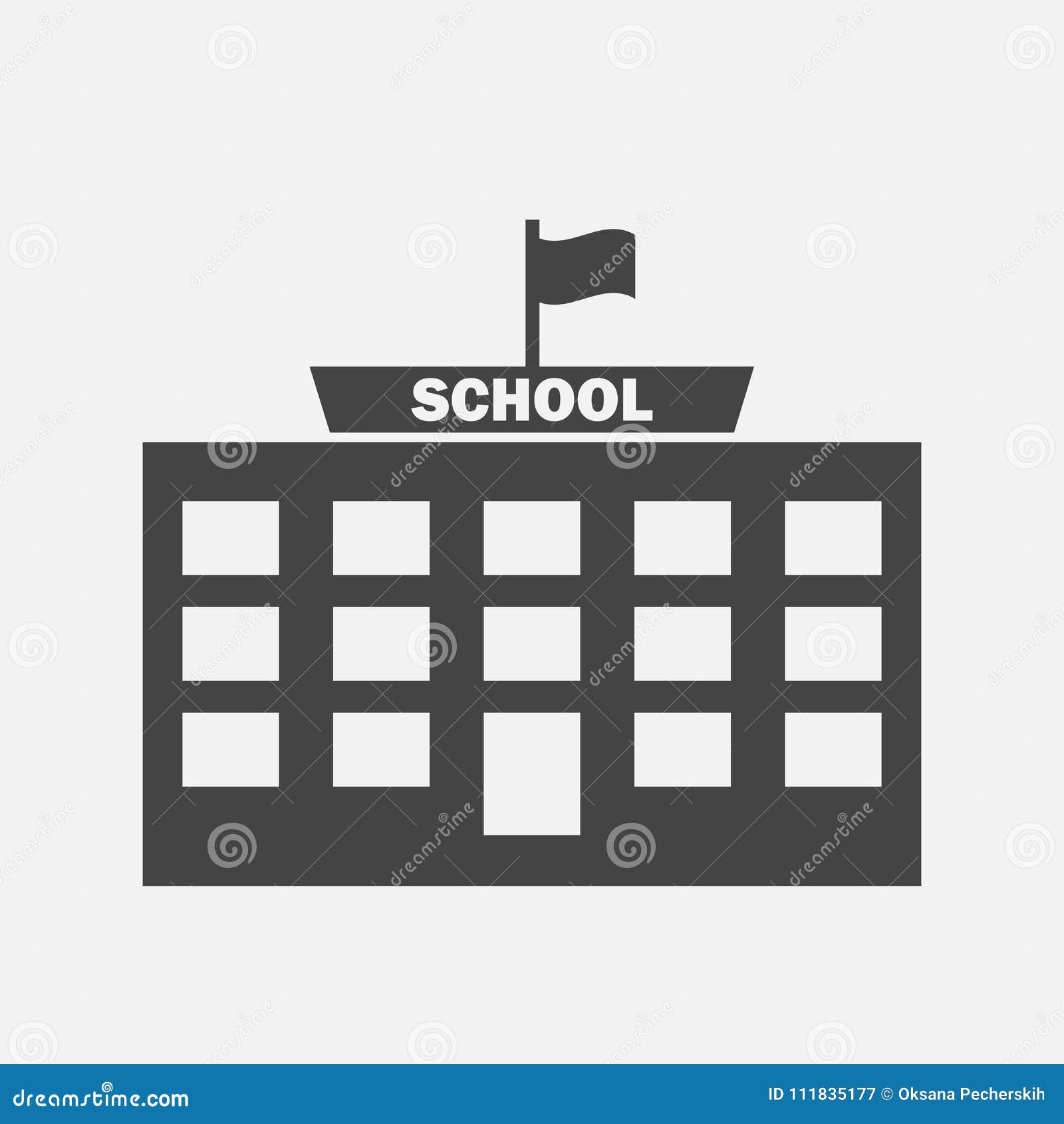 Vector Icon of a School Building on a Gray Background Stock Vector ...
