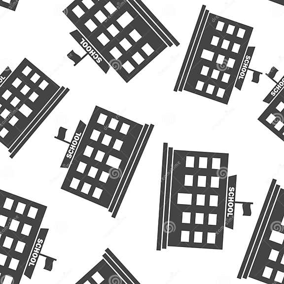 Vector Icon of a School Building Pattern on a White Background Stock ...