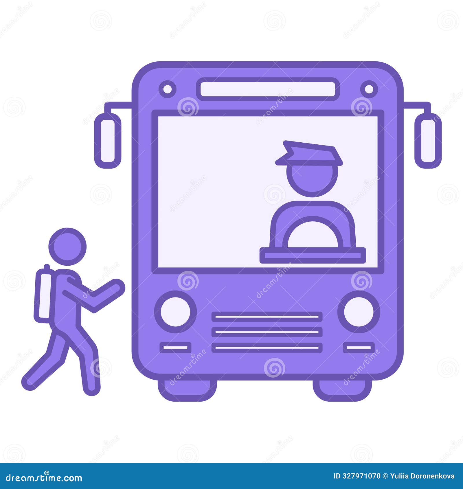 Colored School Bus Icon. stock illustration. Illustration of stop ...
