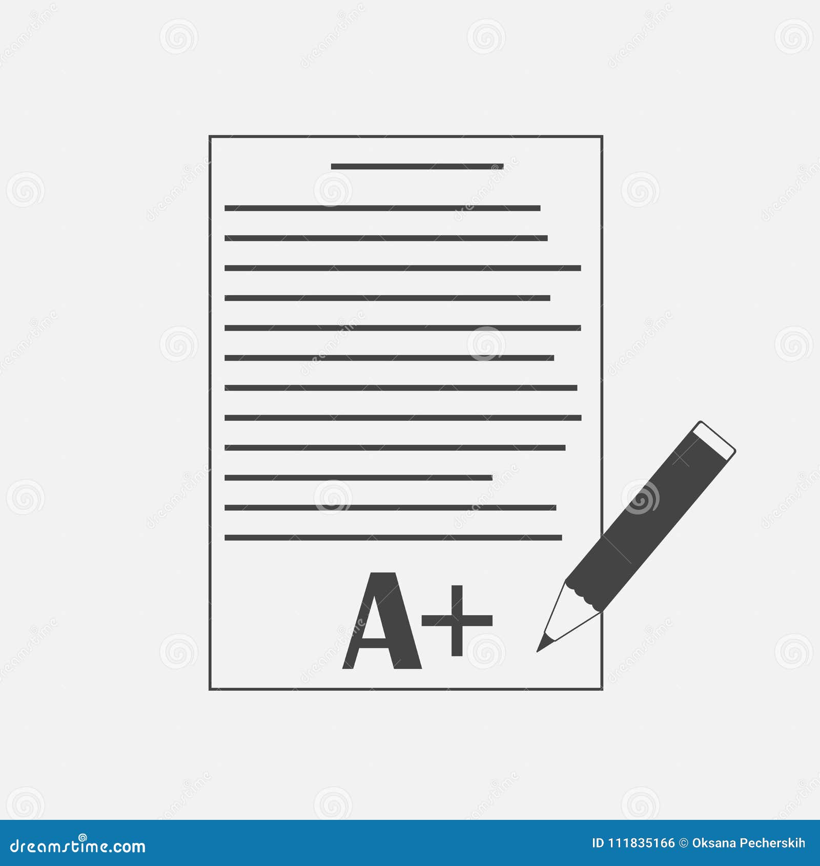 Vector Icon School Form with Grades. Excellent Test Result Stock Vector ...