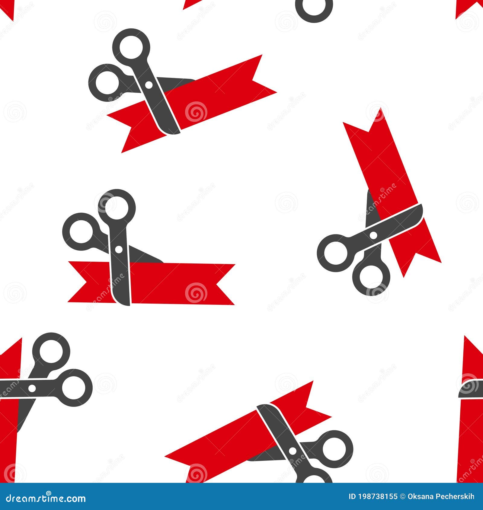 Vector Icon Scissors Cut the Ribbon. Opening Symbol Seamless Pattern on ...