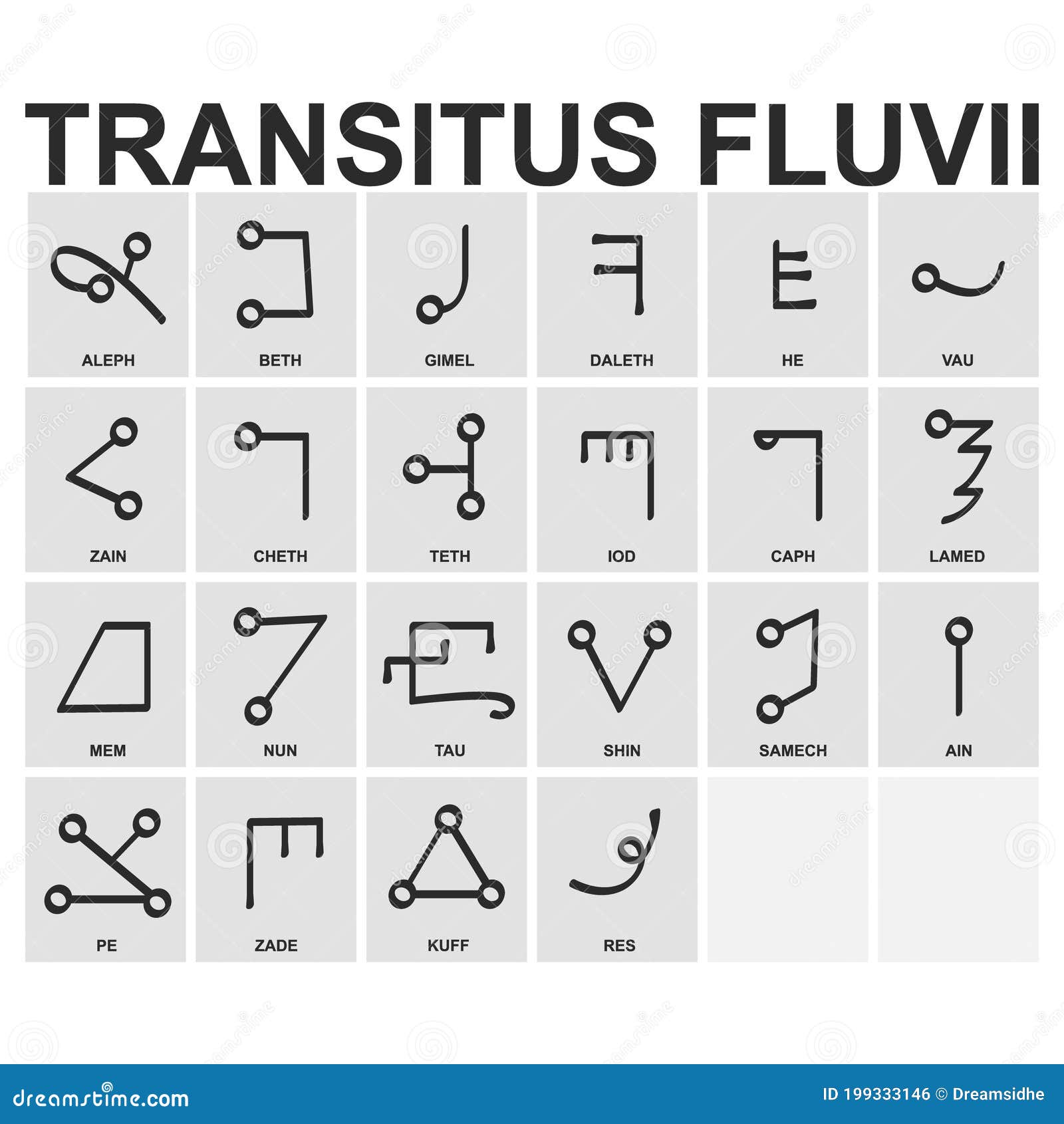 Vector Icon Set with Ancient Occult Alphabet Transitus Fluvii Stock ...