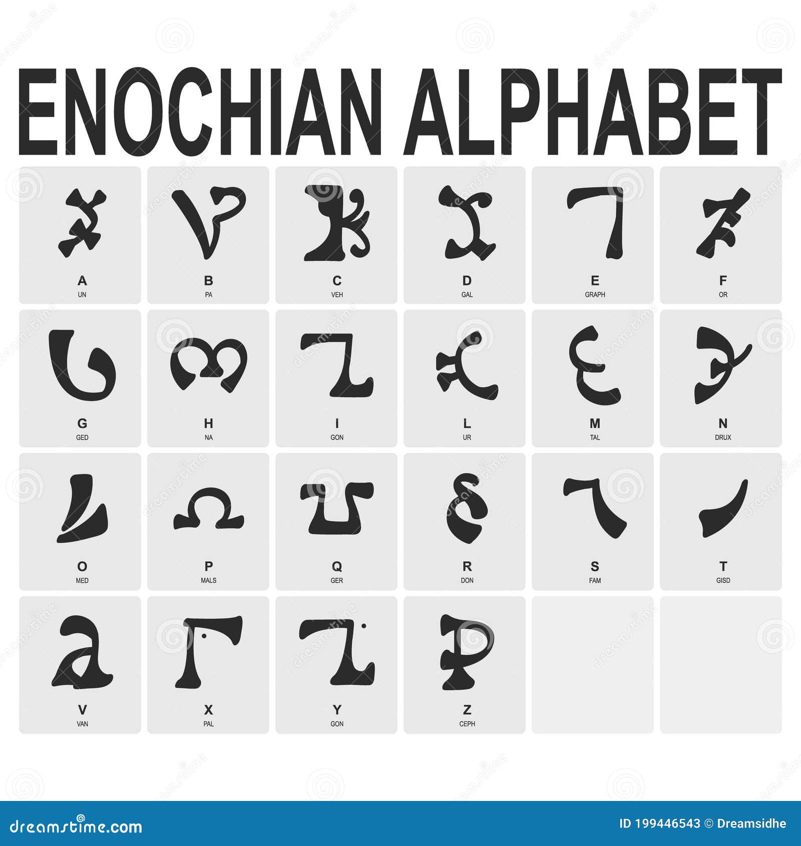 Vector Icon Set with Ancient Occult Enochian Alphabet Stock Vector ...