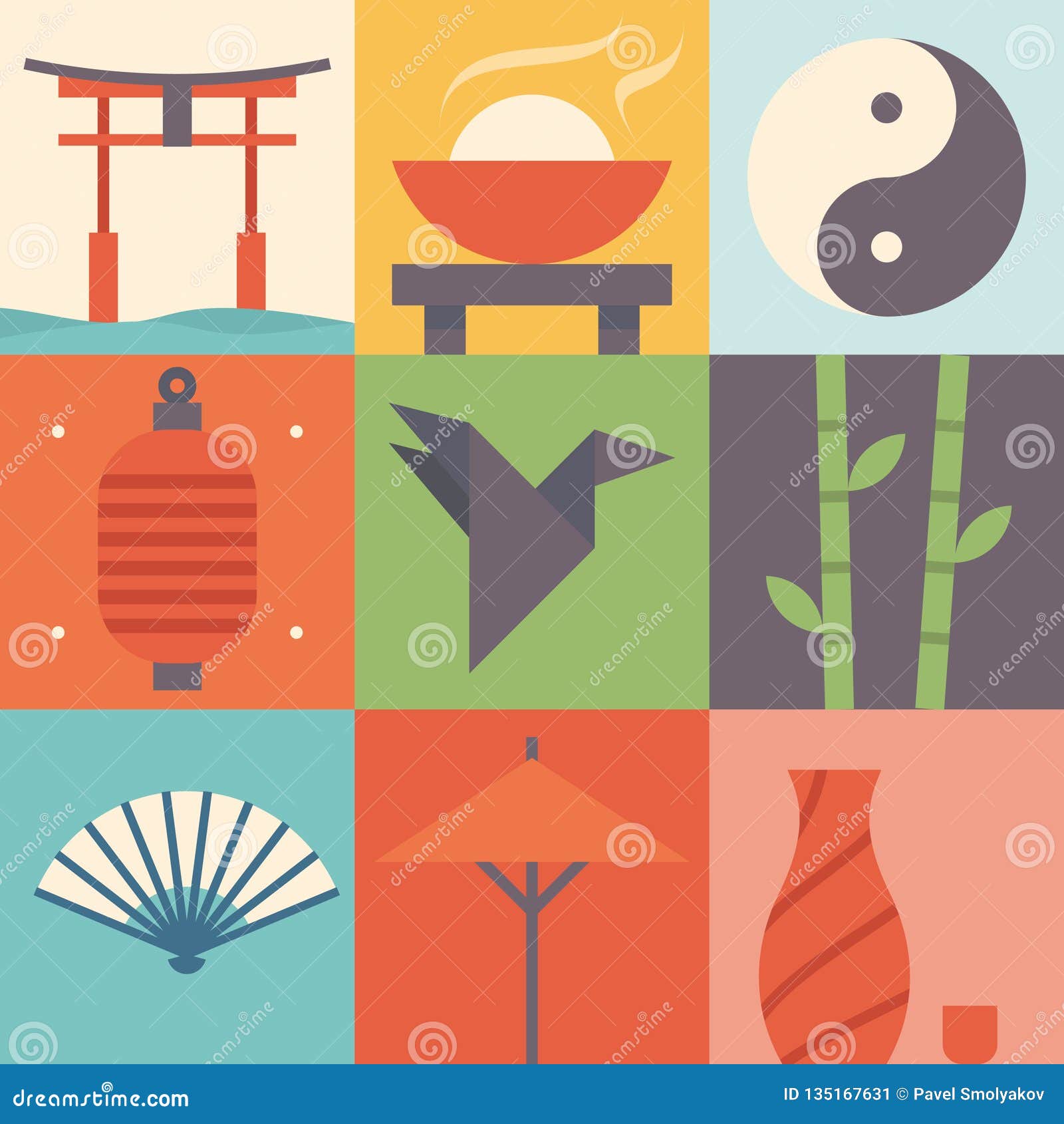 Vector Icon Set of of Asian Culture Stock Vector - Illustration of ...
