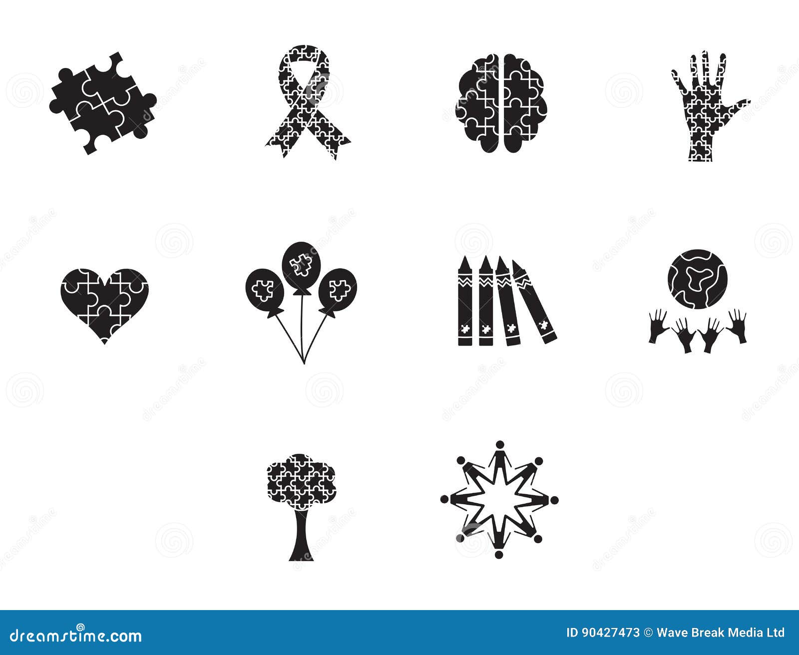 Vector Icon Set for Awareness Stock Vector - Illustration of heart ...