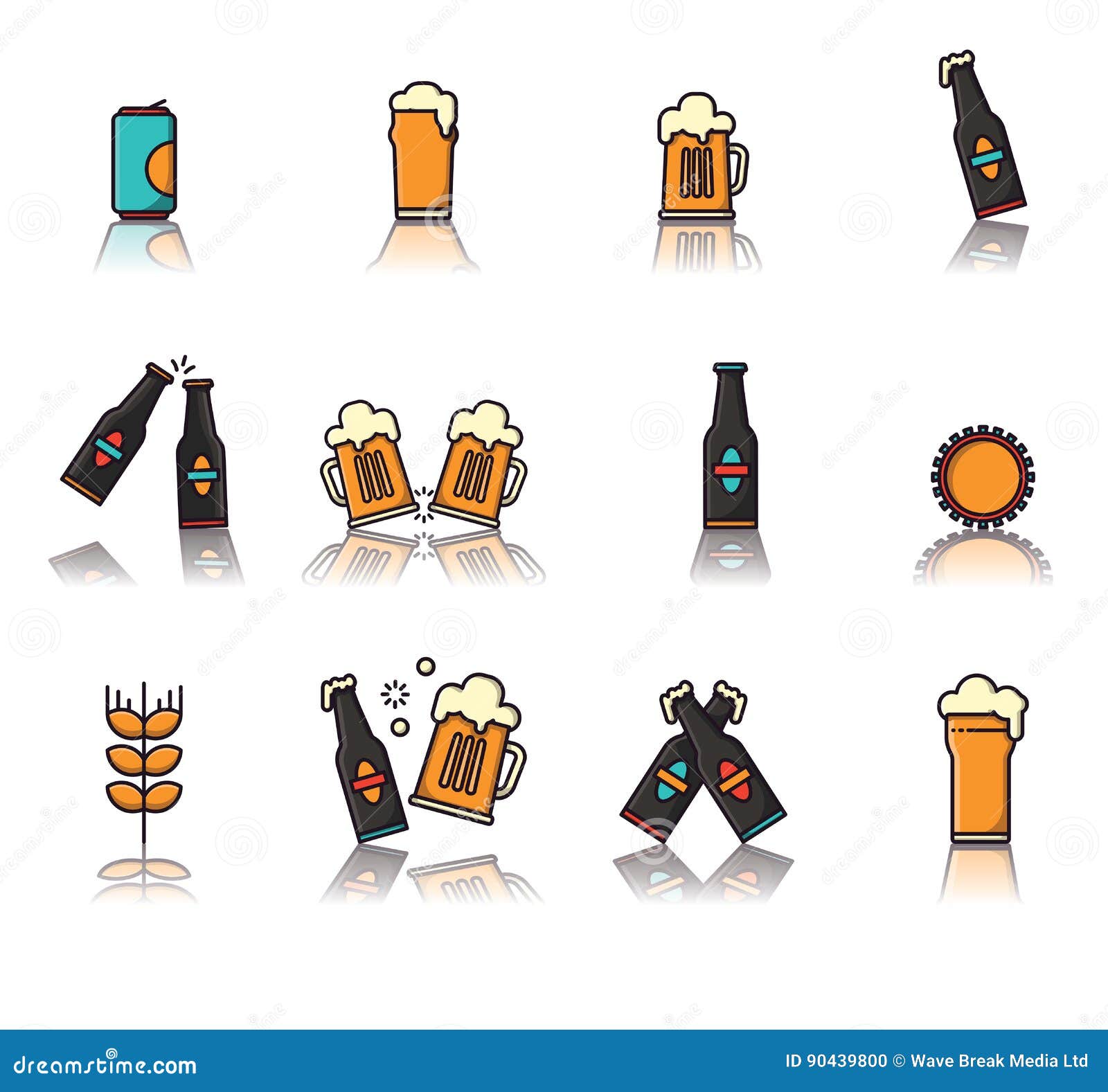 Vector icon set of beer stock vector. Illustration of symbol - 90439800