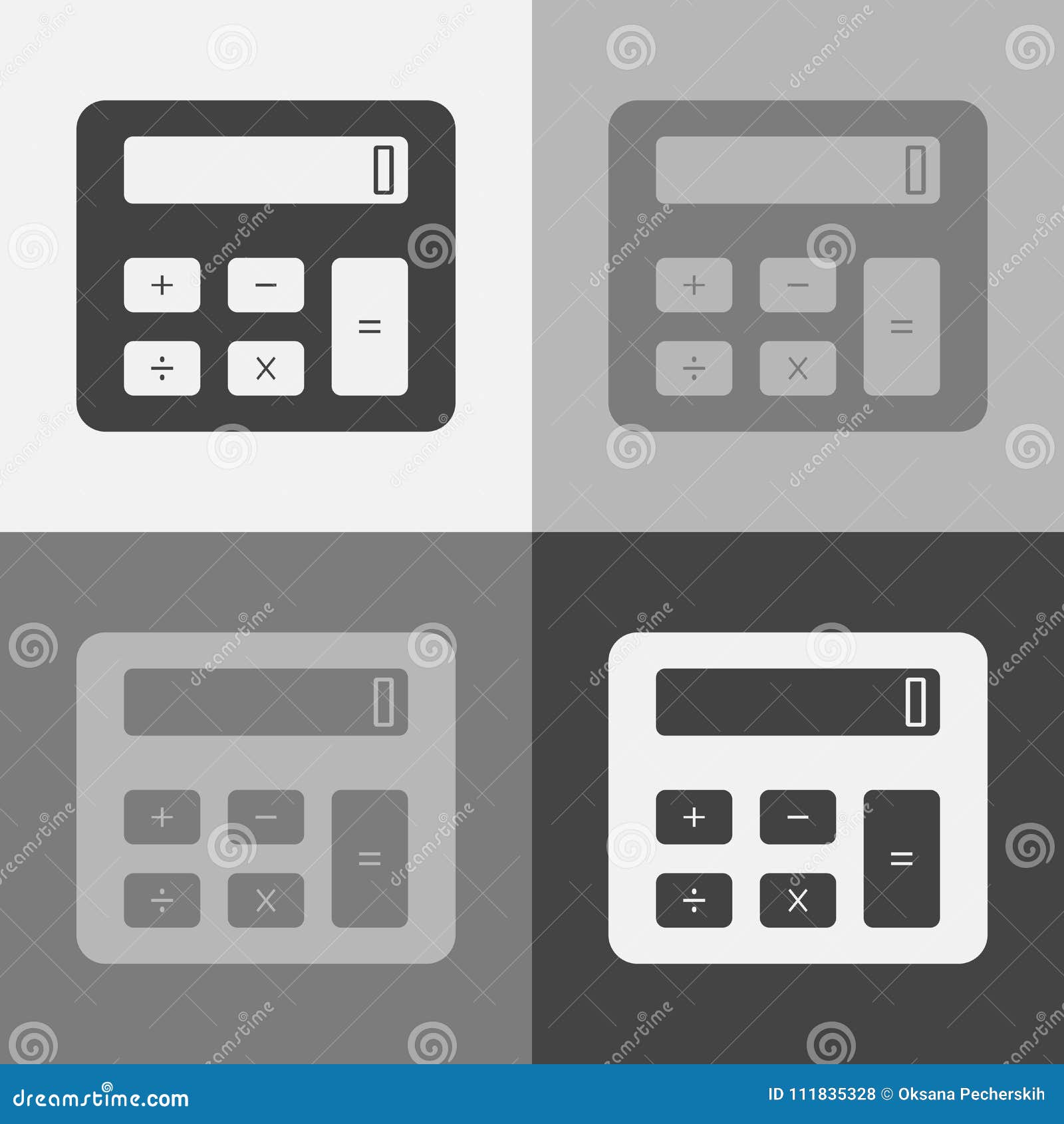 Vector Icon Set Calculator on Gray Background Stock Vector ...