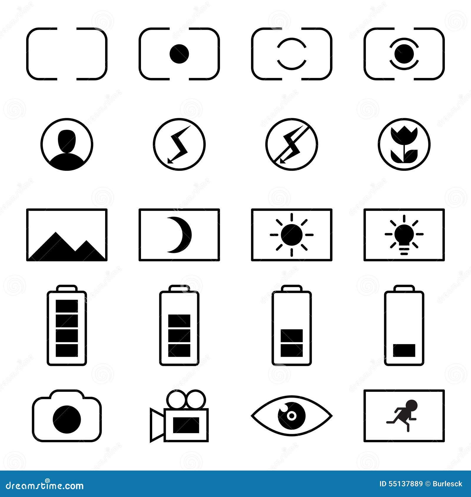 Vector Icon Set of Camera Viewfinder Display Stock Vector ...