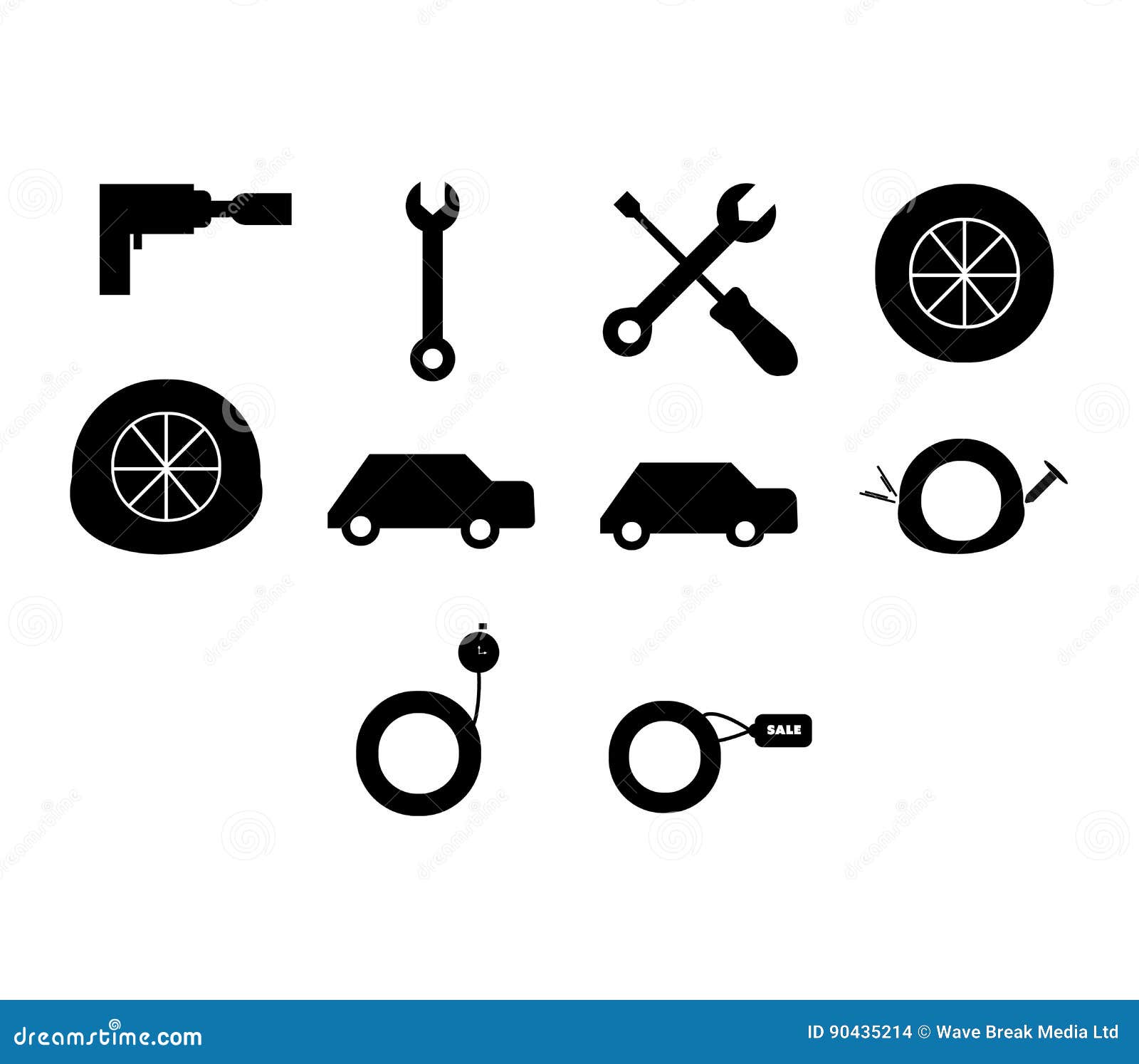 Vector Icon Set of Car Servicing Tools Stock Vector - Illustration of ...