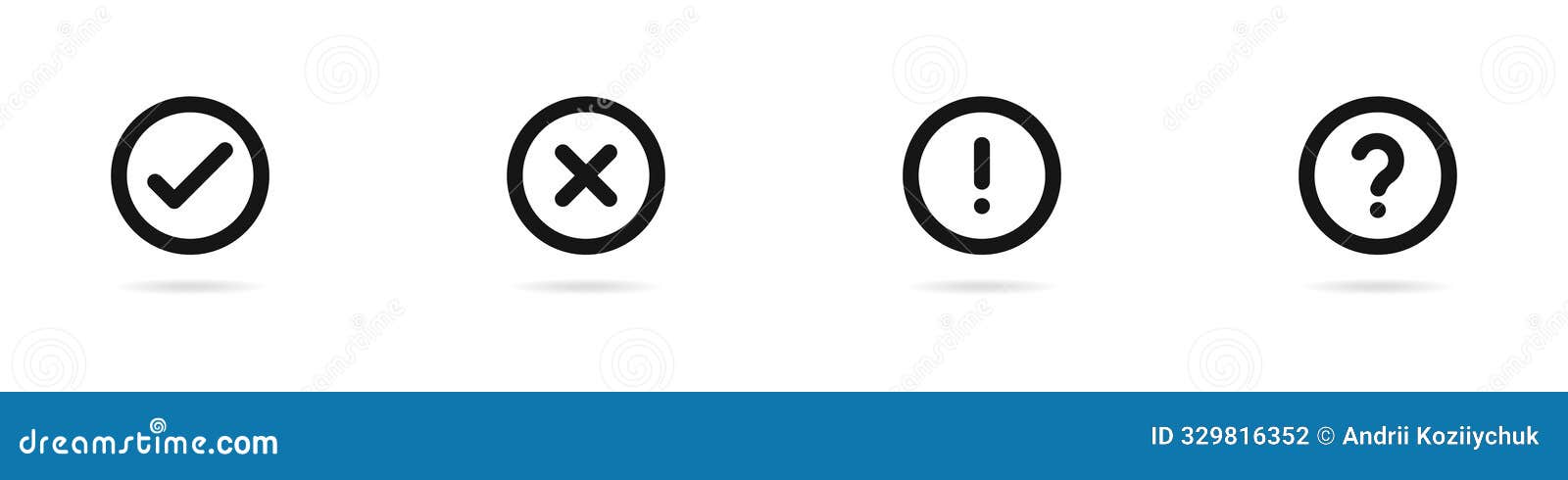 Vector Icon Set of Check Mark, Exclamation Point, Question, Cross in a ...