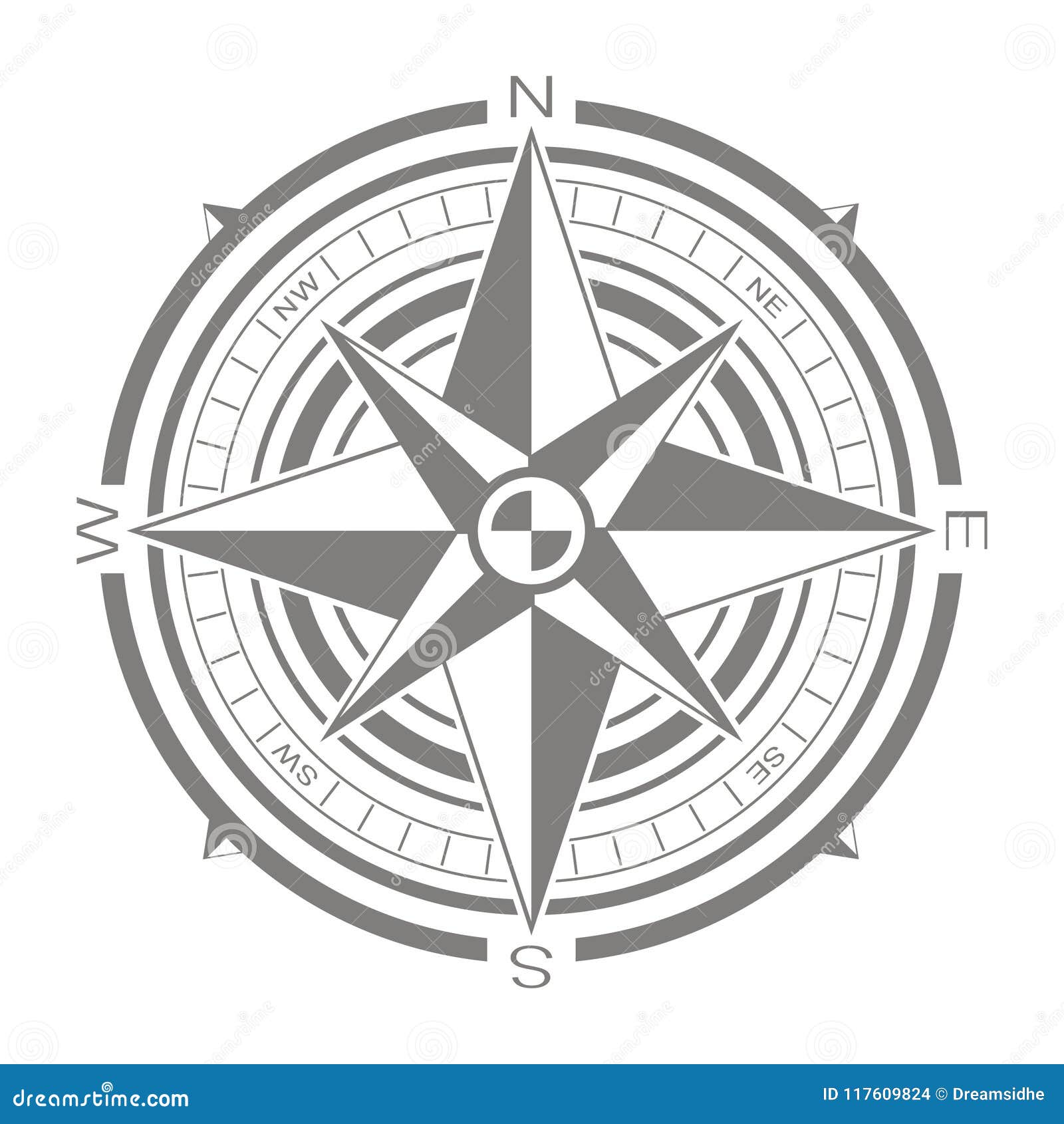 Vector Icon Set with Compass Rose Stock Vector - Illustration of travel ...