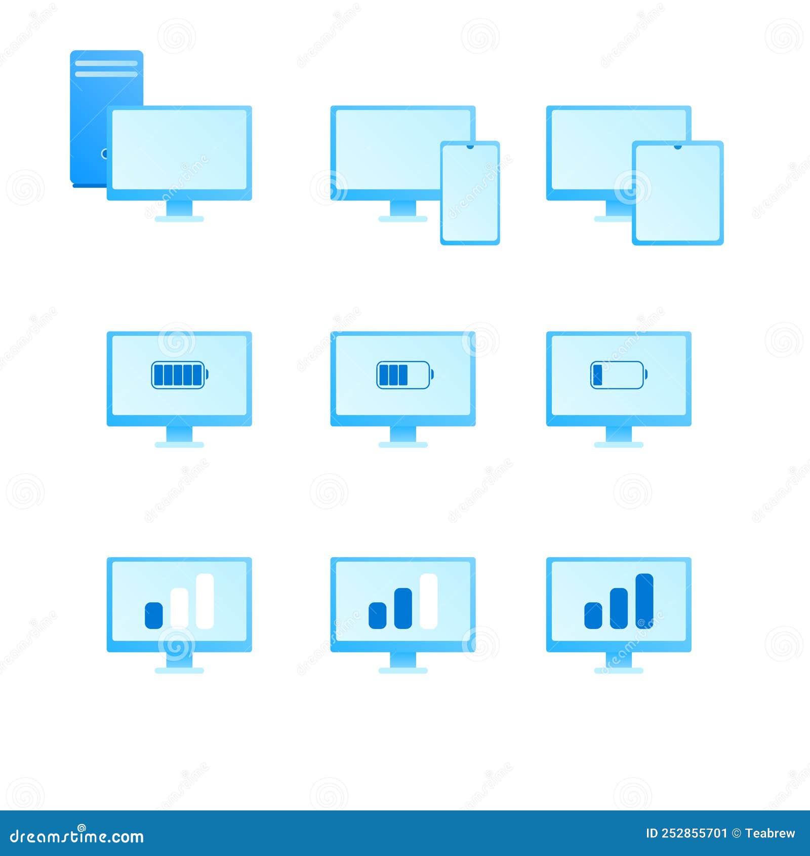 Vector Icon Set of Computer. Stock Illustration - Illustration of ...